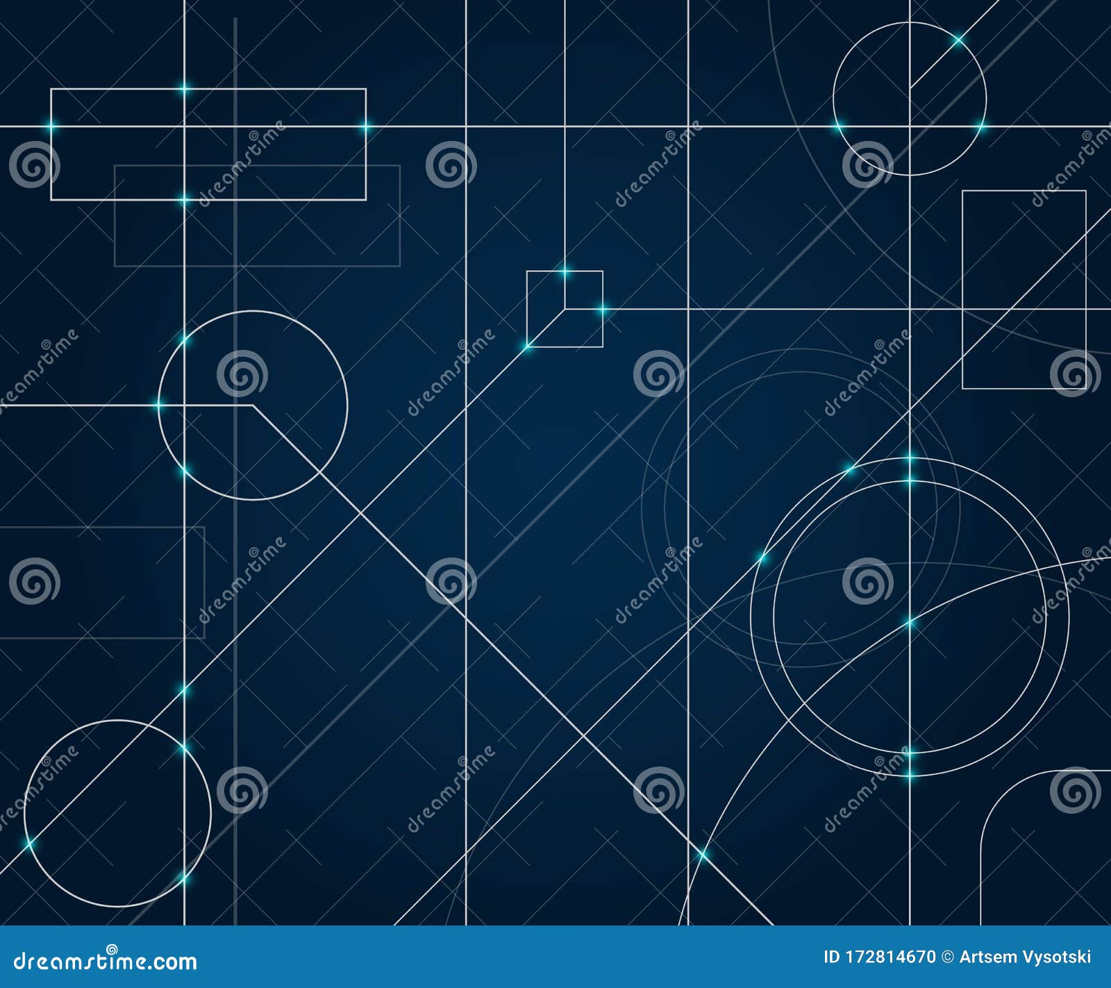Abstract Neon Background of Engineering Drawing. Technological ...
