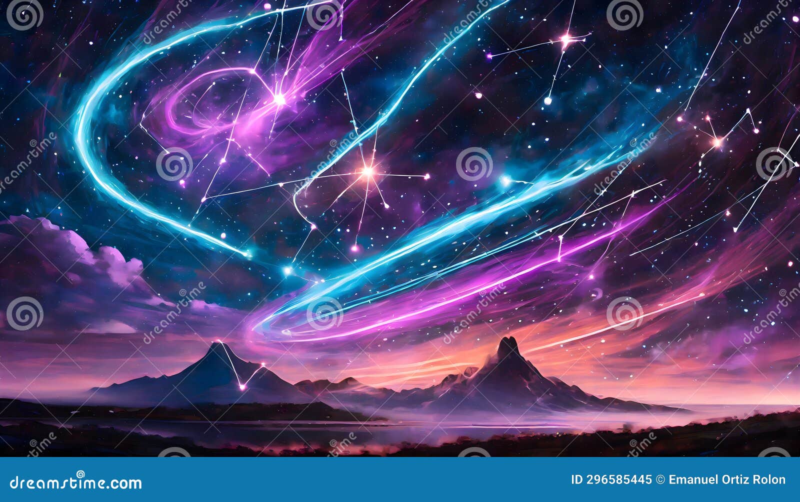 An Abstract Neon Background Featuring A Celestial Dance Of Neon ...