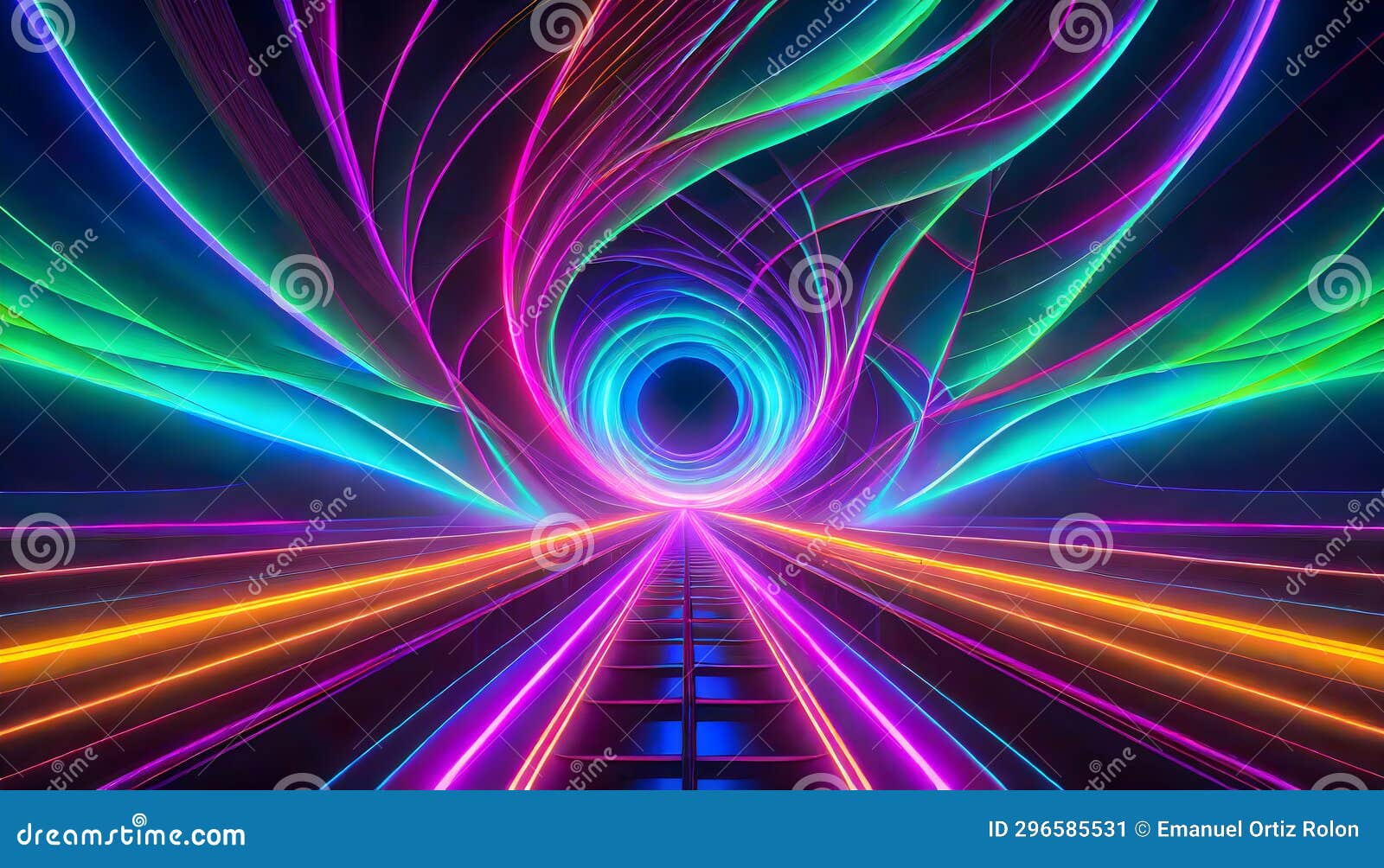 Abstract Neon Background Featuring a Dynamic Neon Vortex, Where Vivid ...