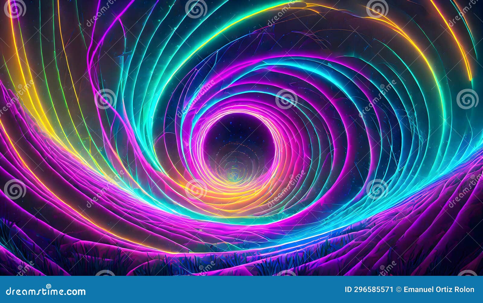 Abstract Neon Background Featuring a Dynamic Neon Vortex, Where Vivid ...