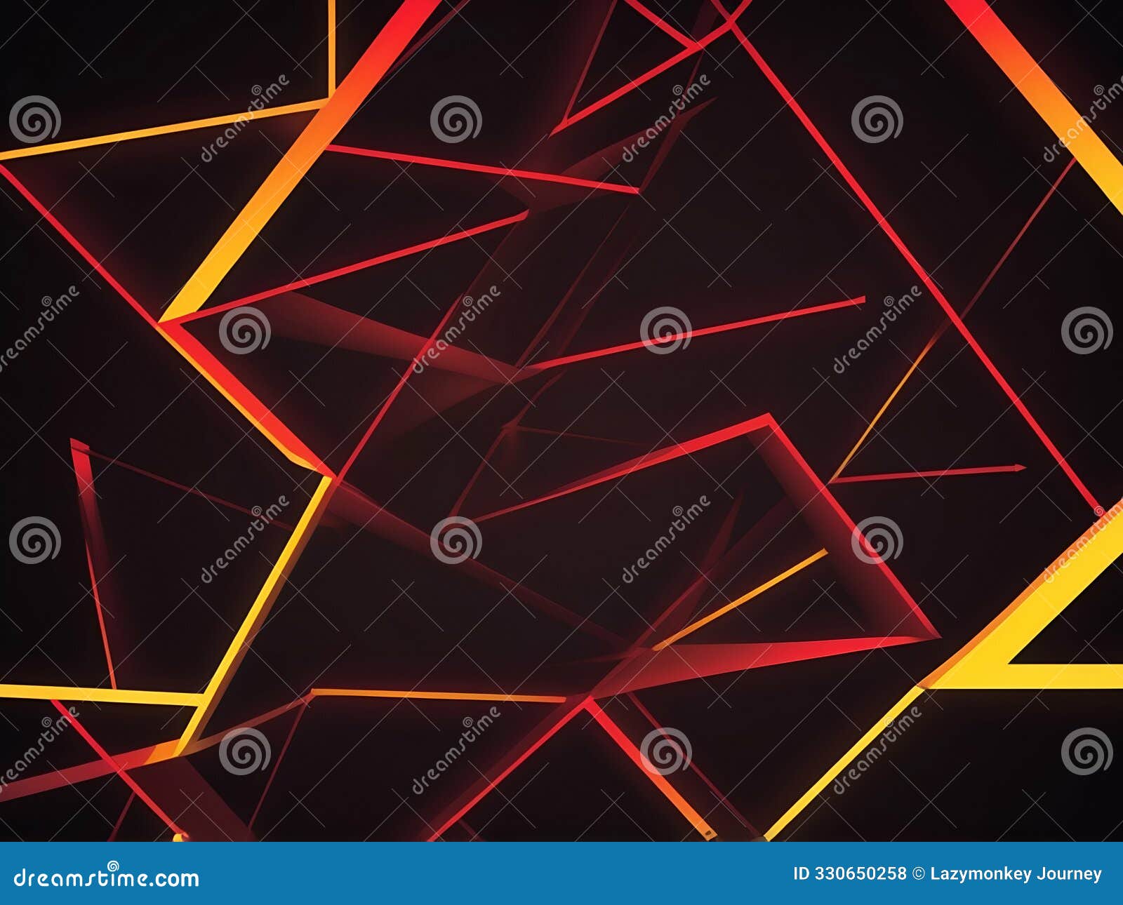 Abstract Neon Background of Red Yellow Orange Triangles Illustration ...