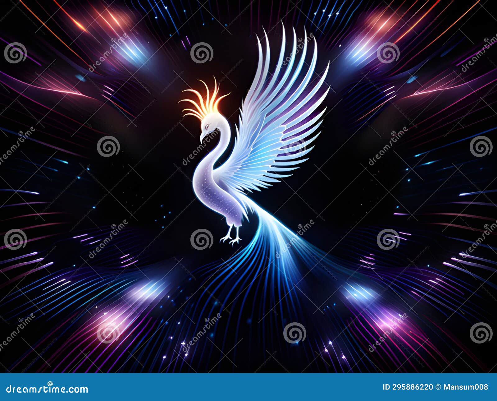 Abstract Neon Bird with Wings Stock Illustration - Illustration of ...