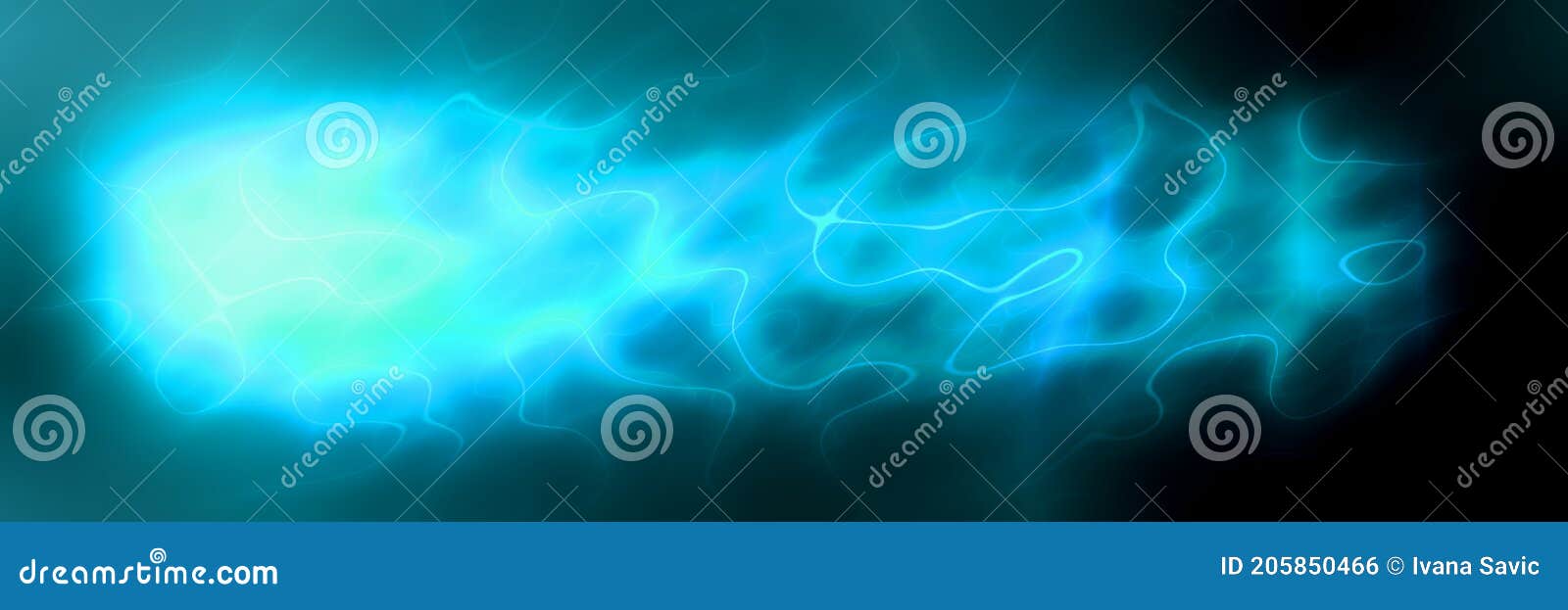 Abstract Neon Blue Cosmic Glowing Comet with a Tail of Luminous Lines ...