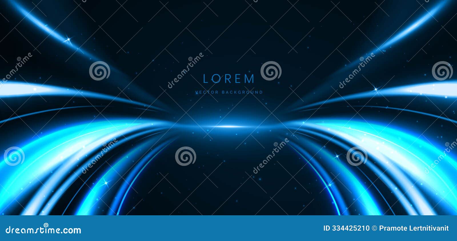 Abstract Neon Blue Curve Ray with Lighting Effect and Sparkle on Dark ...