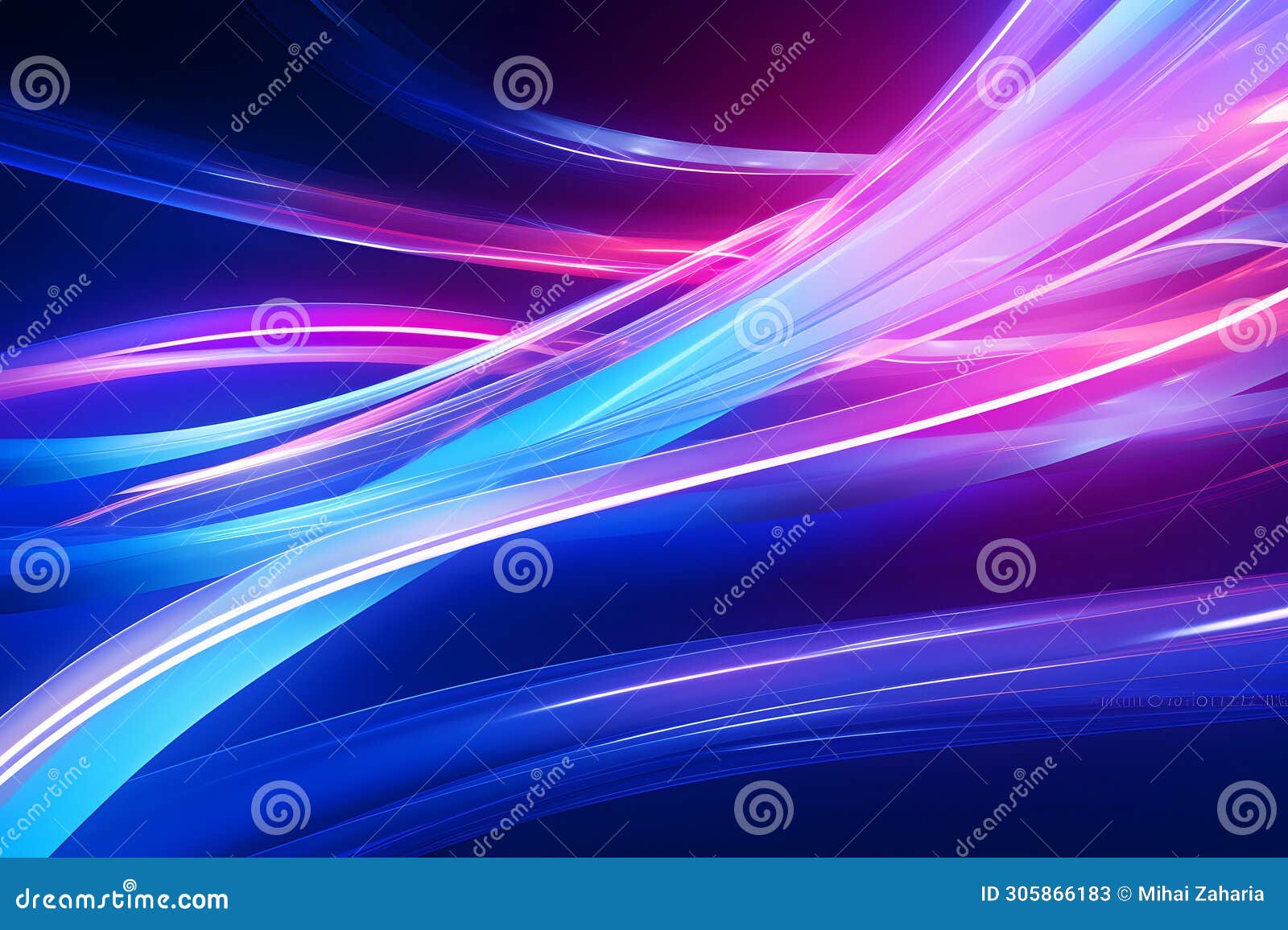 Abstract Neon Blue and Purple Waves Design Stock Illustration ...