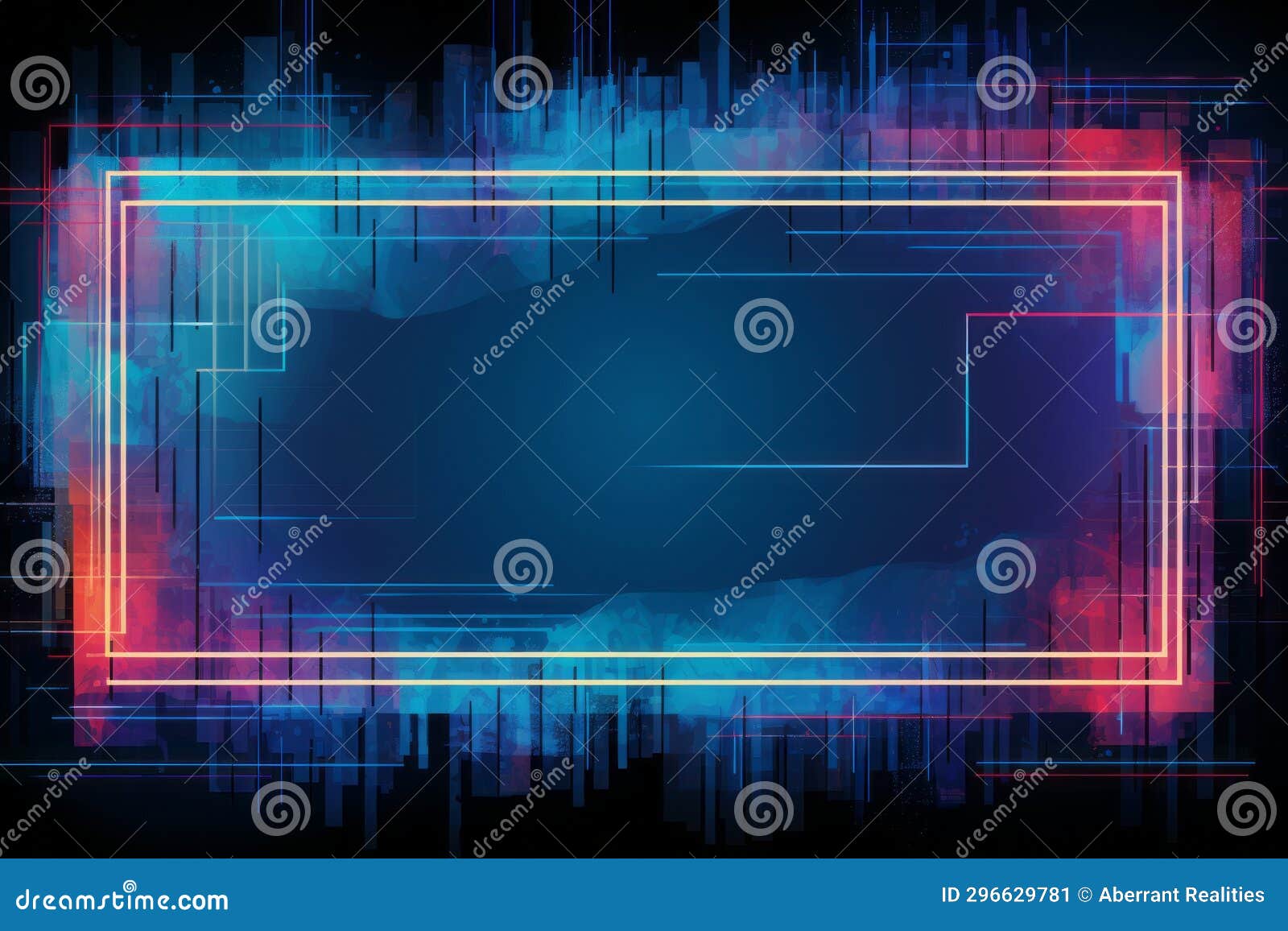 Abstract Neon Blue and Red Frame on Black Background Stock Image ...