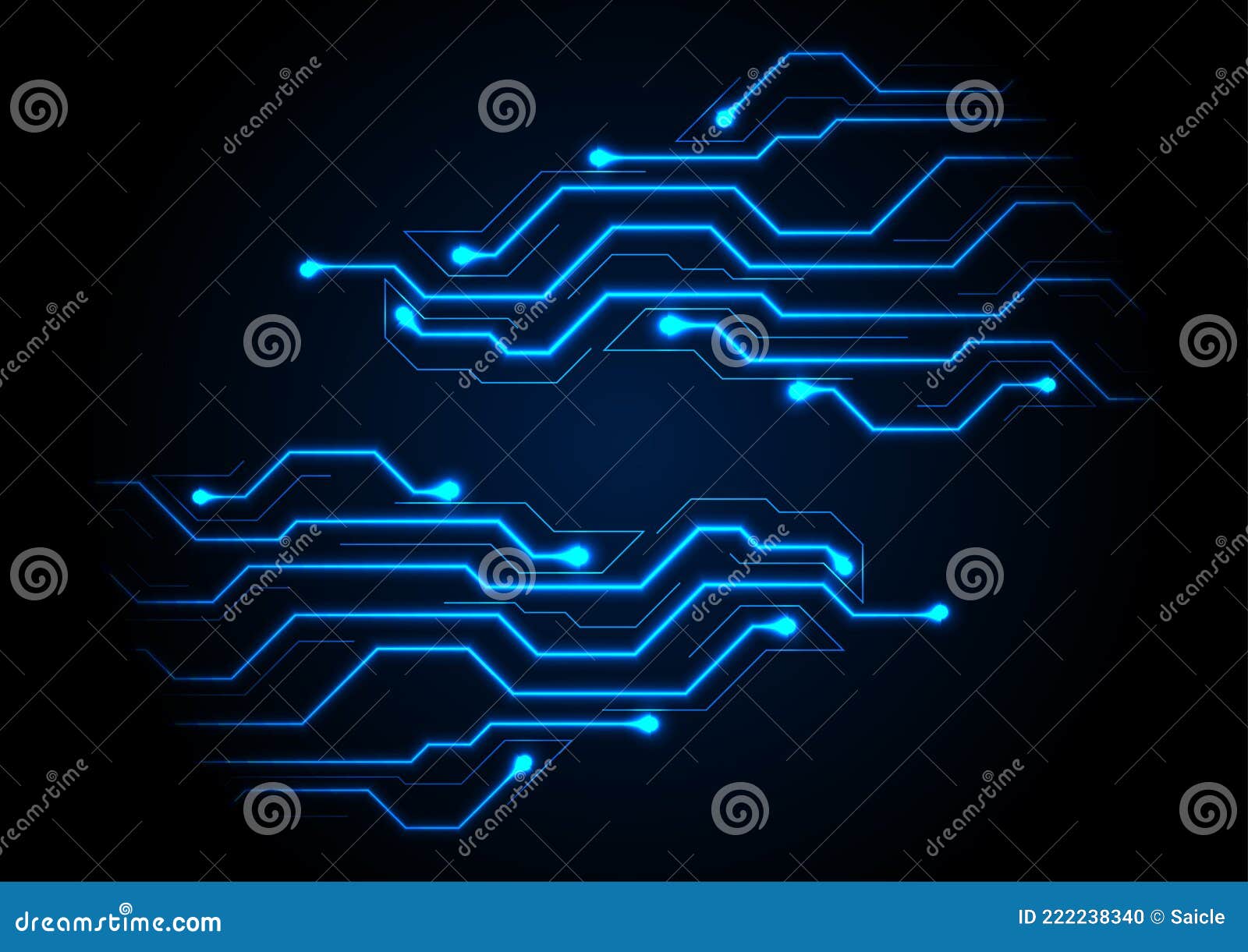 Abstract Neon Blue Tech Circuit Board Lines Background Stock Vector ...
