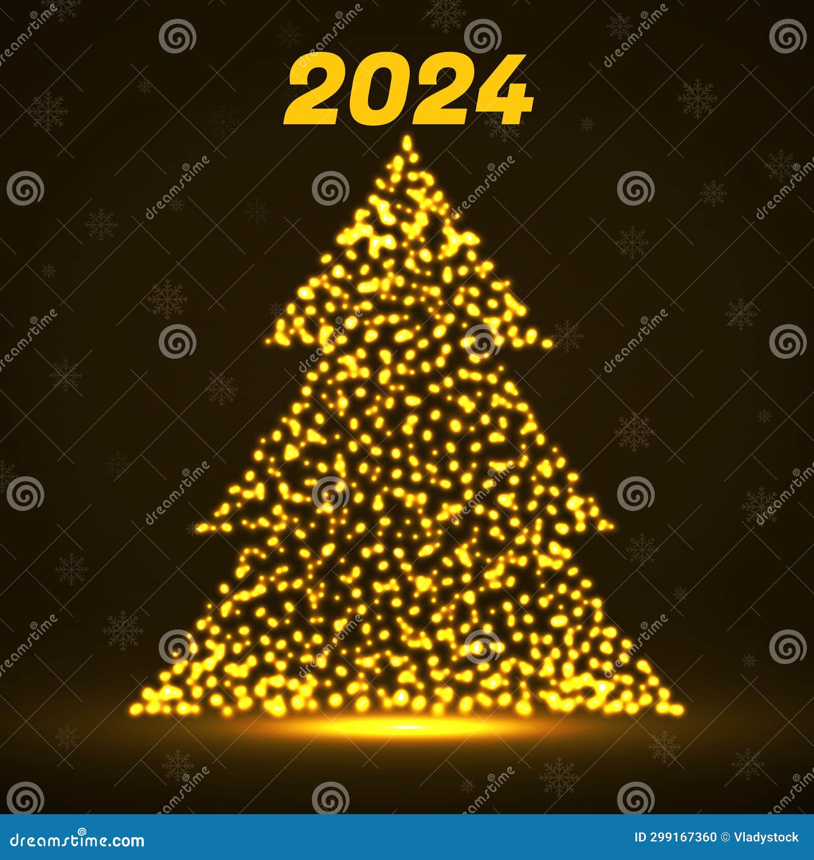 Abstract Neon Christmas Tree 2024 of Glowing Particles Stock Vector ...
