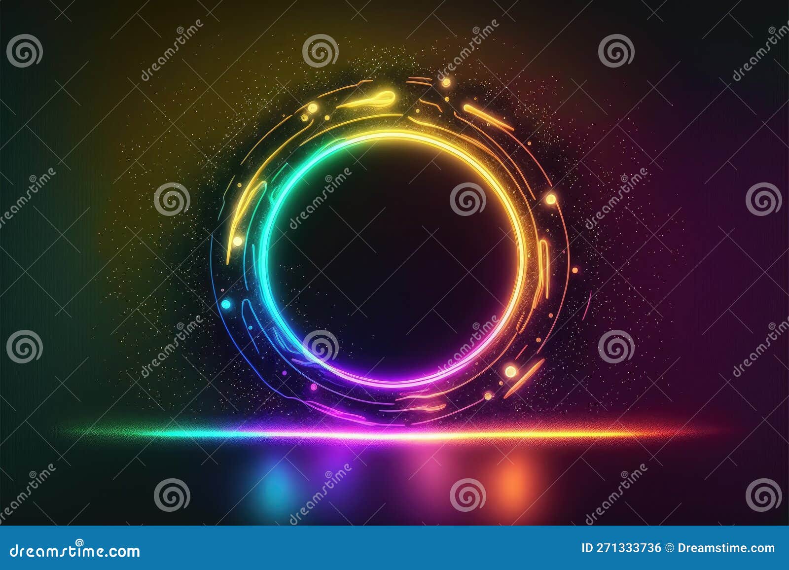 Abstract of Neon Circle Shape Isolated on Background in Colorful ...