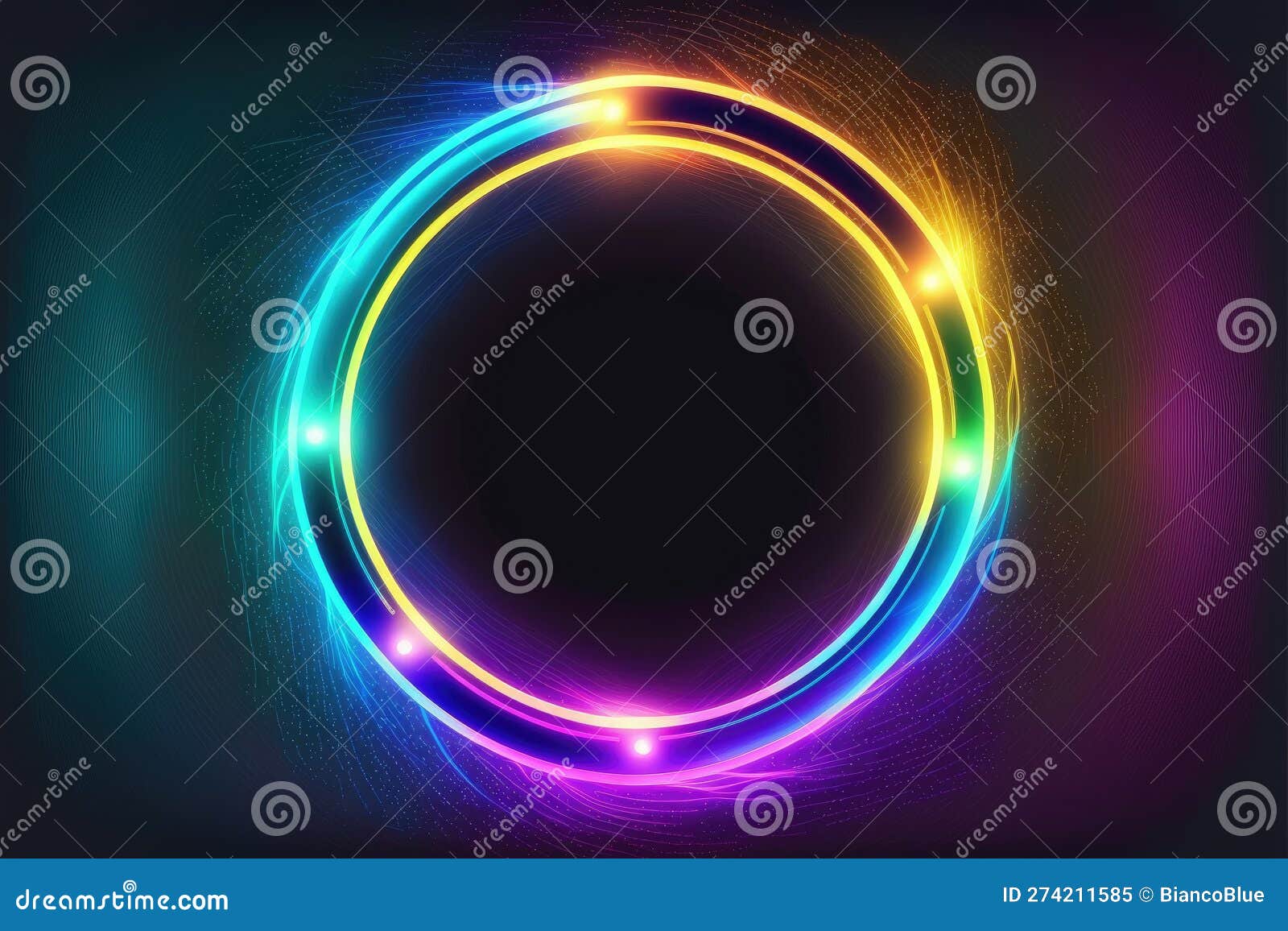Abstract of Neon Circle Shape Isolated on Background in Colorful ...