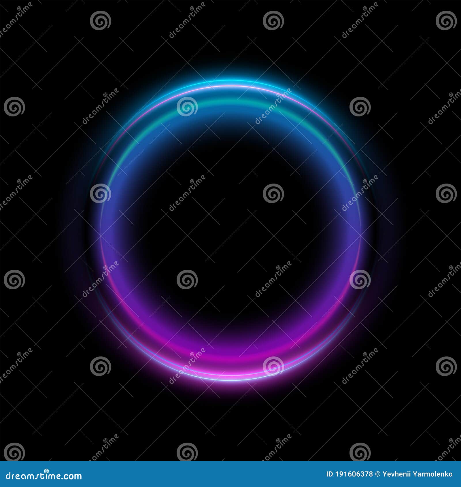 Abstract Neon Circles Banner. Blank 3d Light with Shining Neon Effect ...