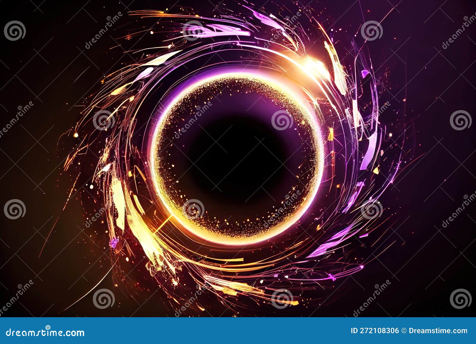 Abstract Neon Circles on Black Background. Generative AI Stock ...