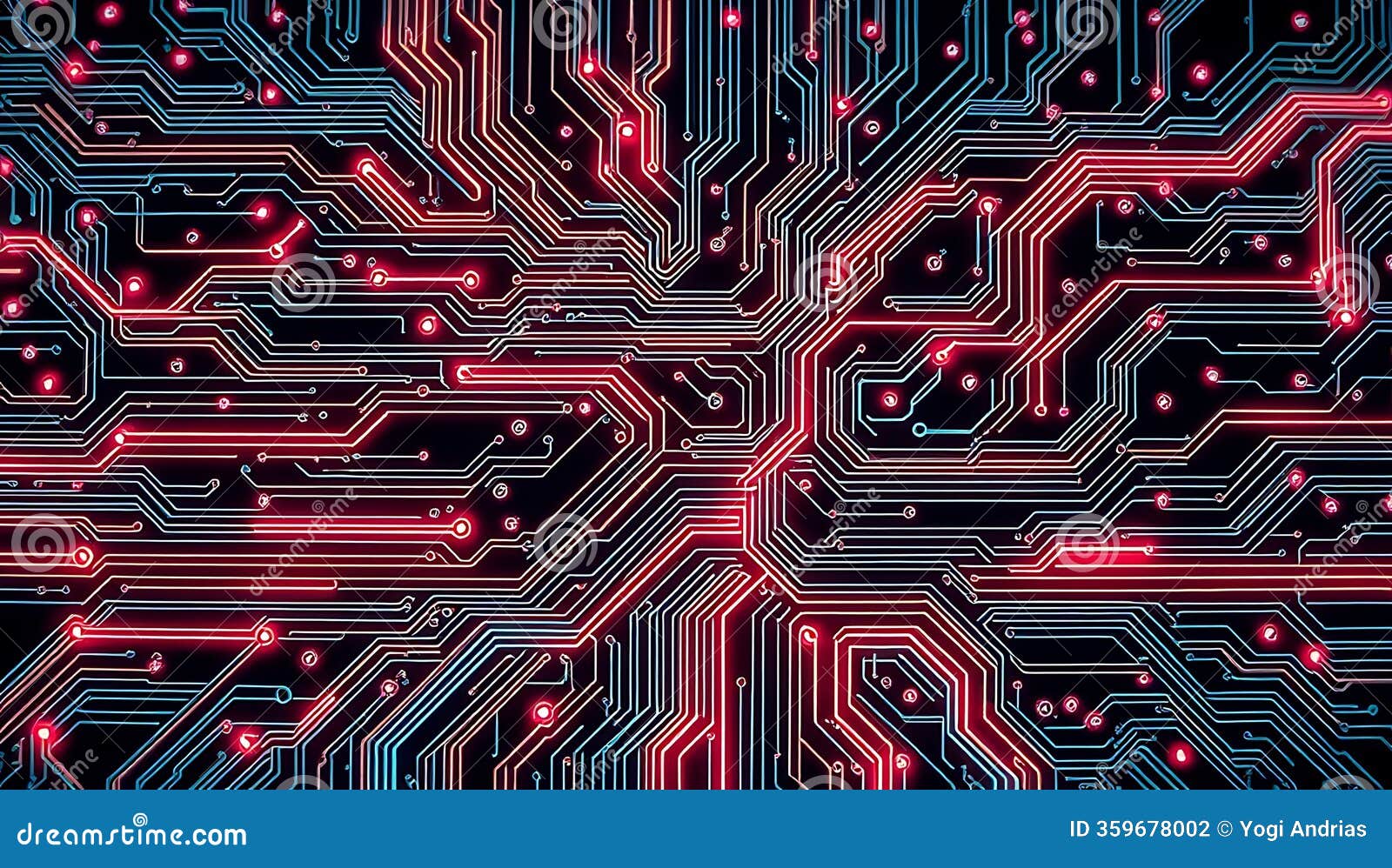 Abstract Neon Circuit Board Design Showing Complex Pathways Stock ...