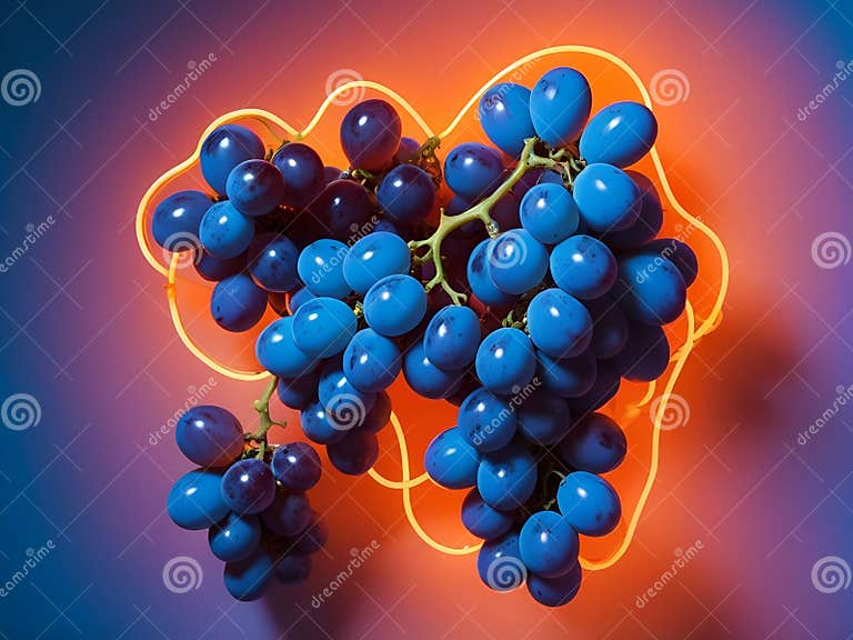 Abstract Neon Cluster of Blue Grape Orange Neon Light Stock ...