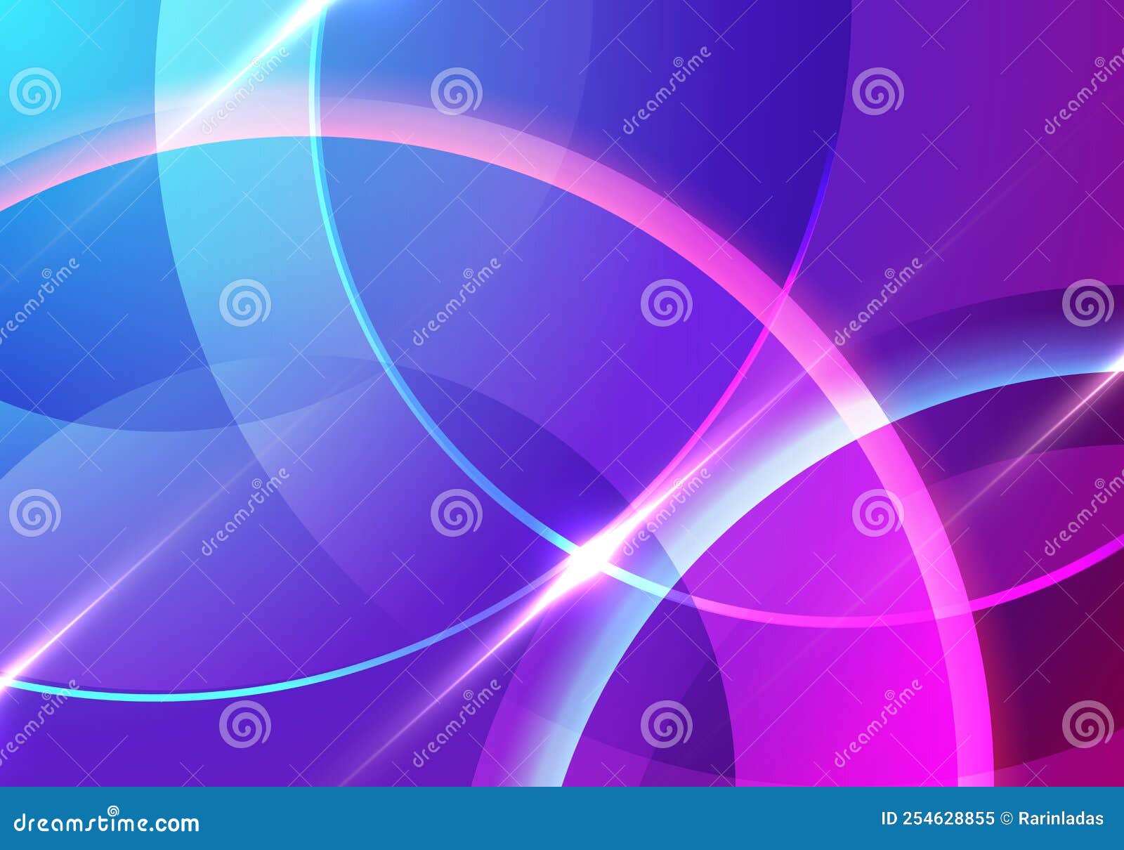 Abstract Neon Color Circles Overlapping Layered with Lighting Effect on ...