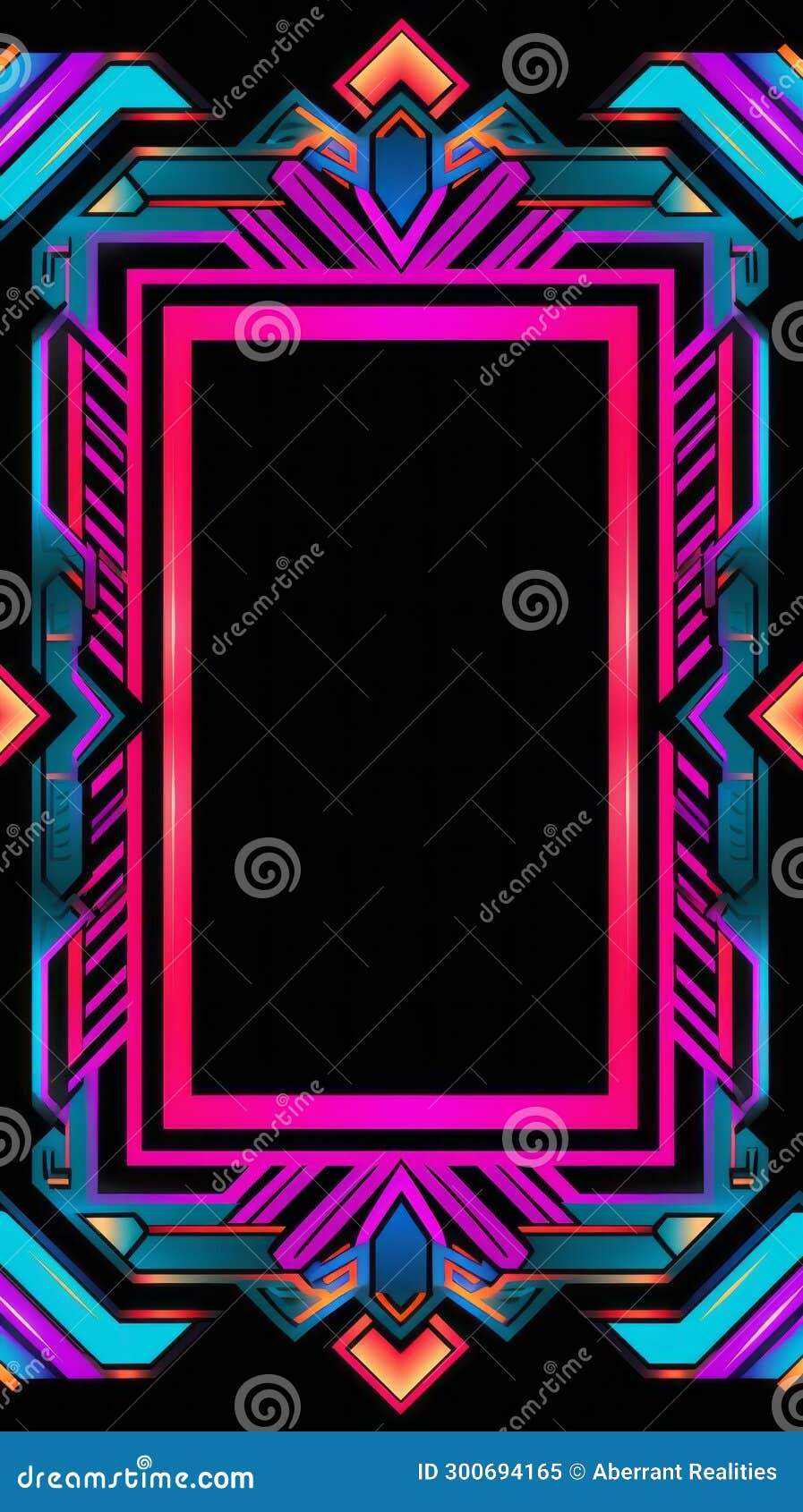 Abstract Neon Colored Frame on a Black Background Stock Illustration ...