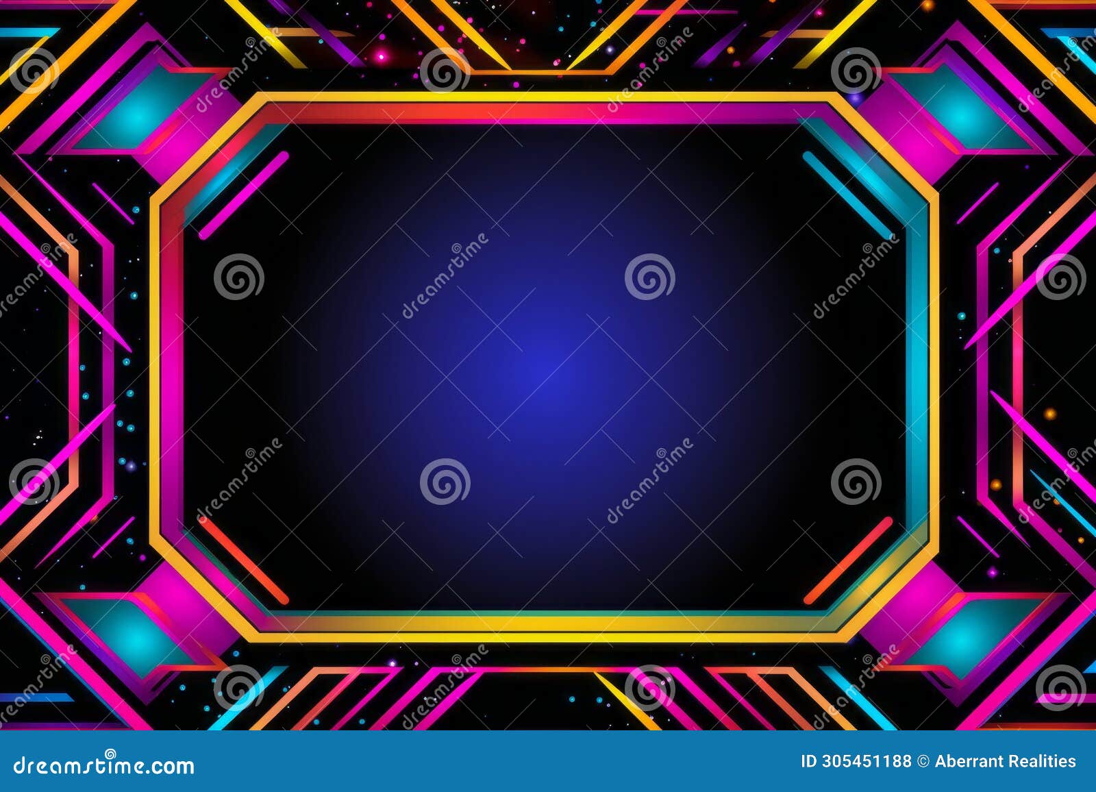Abstract Neon Colored Frame with Space for Text on a Black Background ...