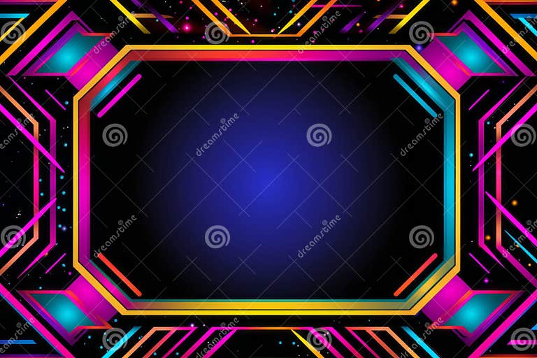 Abstract Neon Colored Frame with Space for Text on a Black Background ...