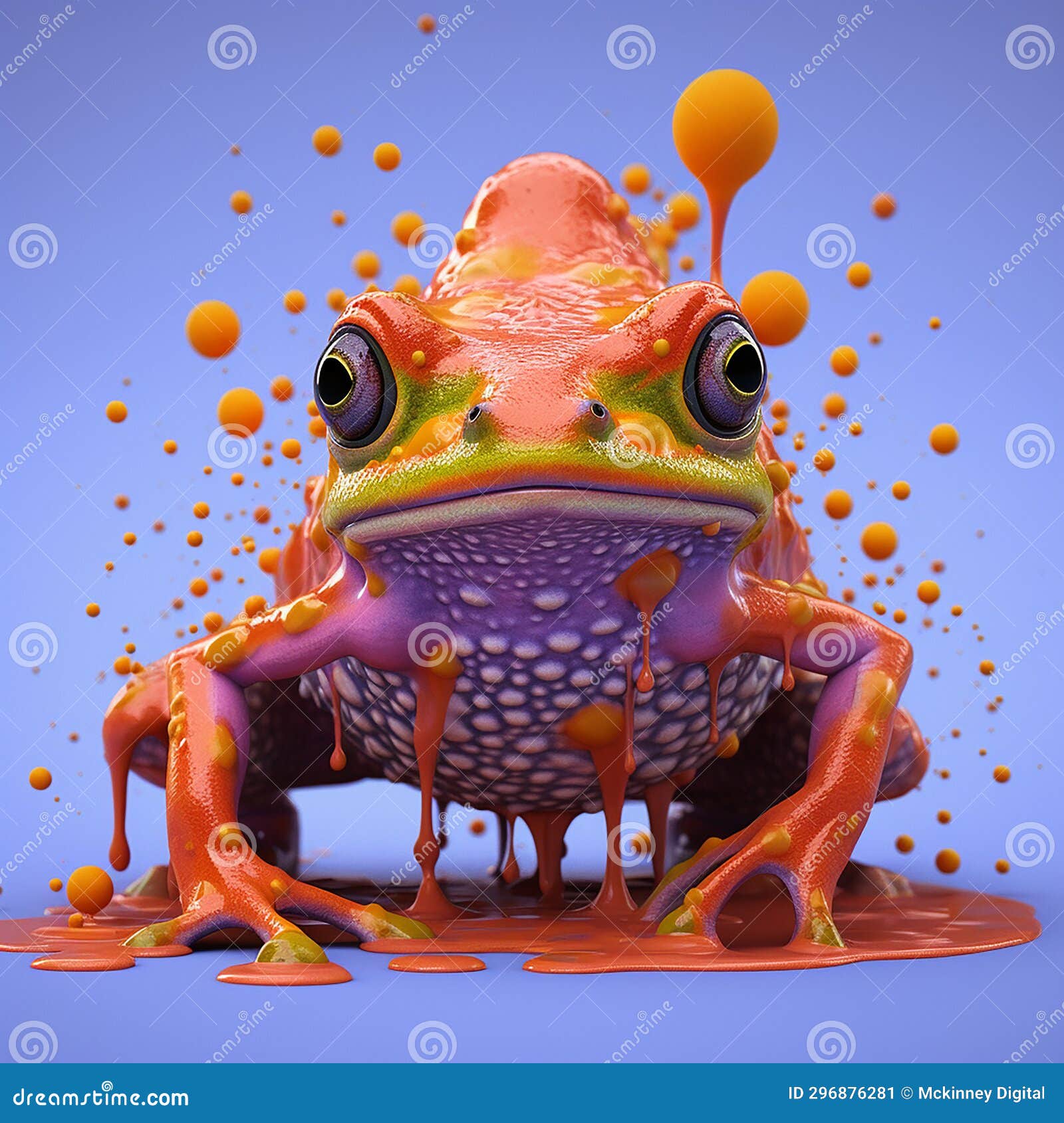 Abstract Neon Colored Paint Splattered Frog Image. Stock Illustration ...