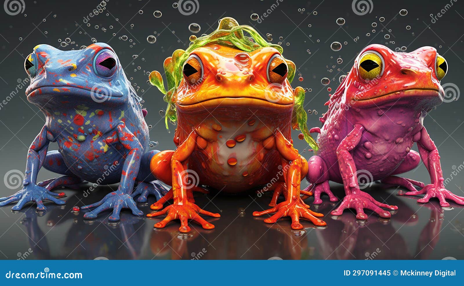 Abstract Neon Colored Paint Splattered Frog Image. Stock Illustration ...