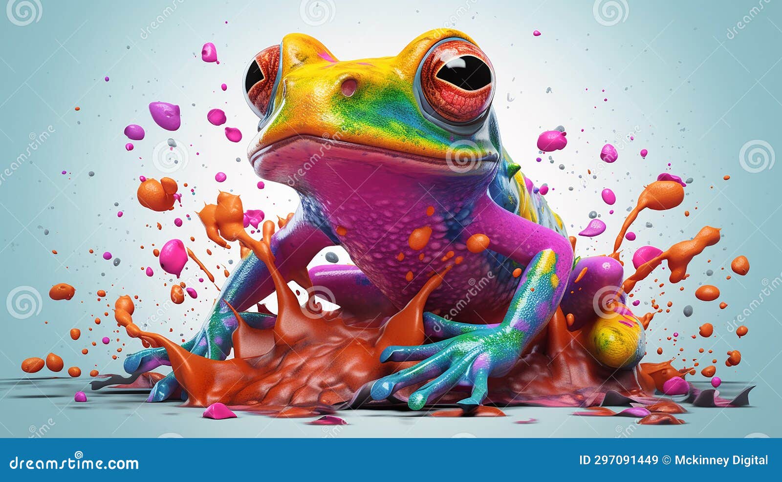 Abstract Neon Colored Paint Splattered Frog Image. Stock Illustration ...