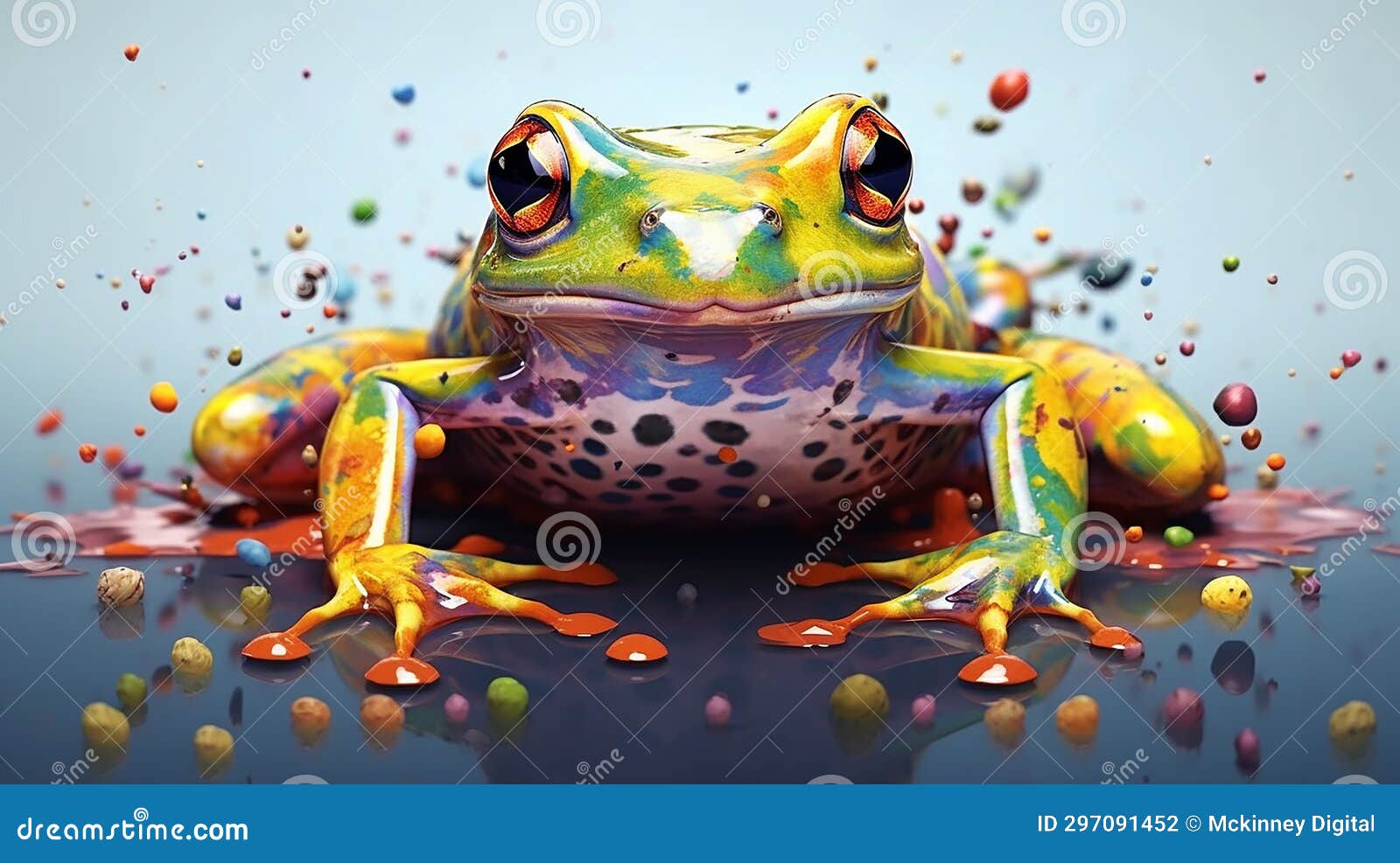 Abstract Neon Colored Paint Splattered Frog Image. Stock Illustration ...