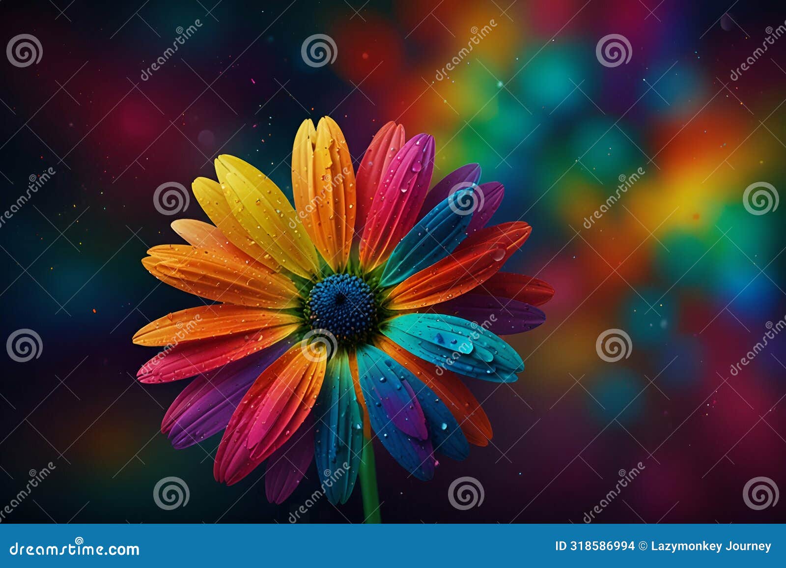 Abstract Neon Colorful Daisy. Rainbow Flower Background Stock ...