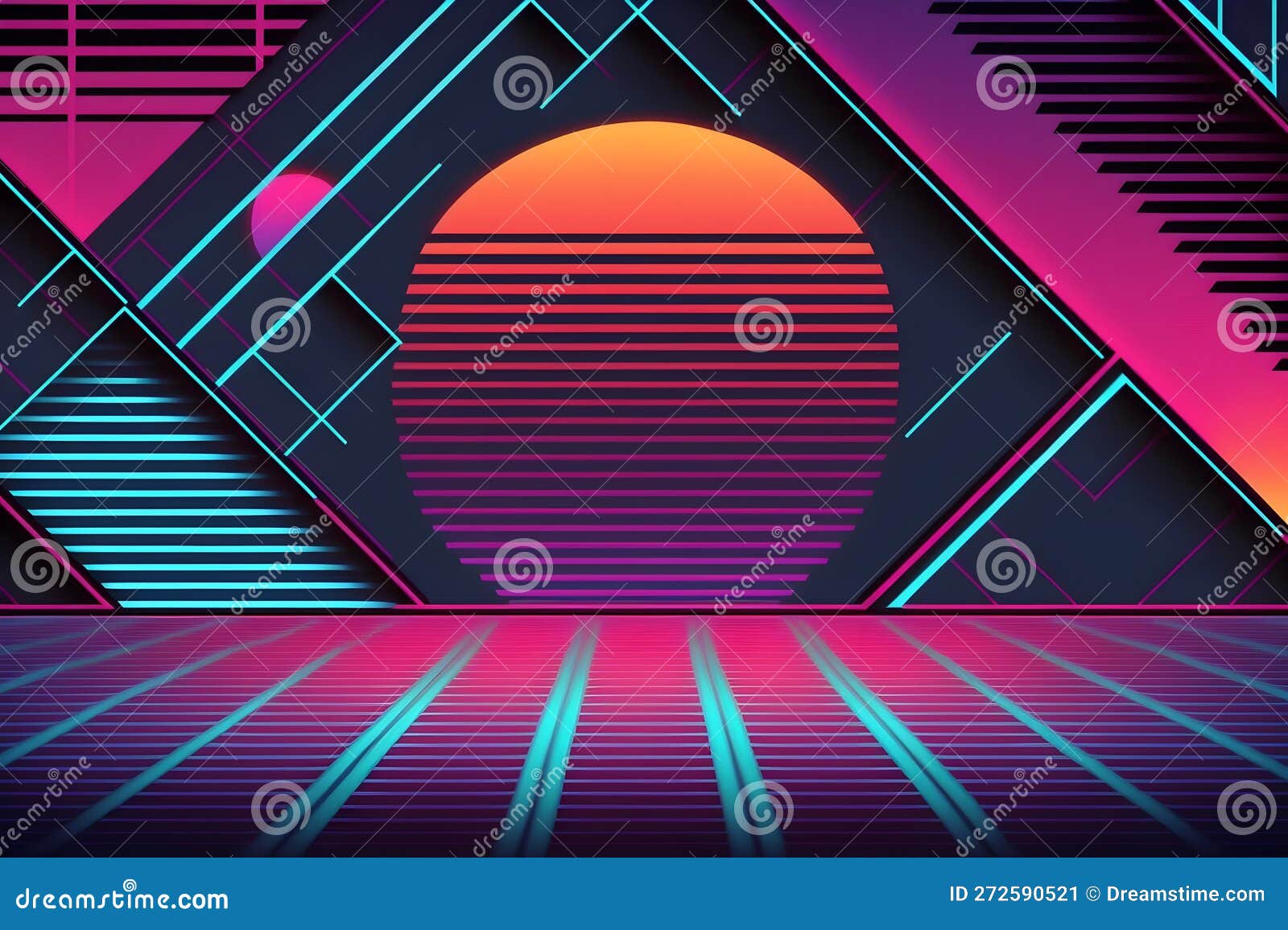 Retro Red Car Synthwave Poster With Vaporwave Sunset, Neon Gradient ...