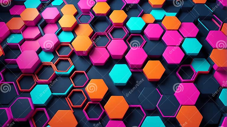 Abstract Neon Colors with Hexagon Patterns for Backgro Ai Generated ...