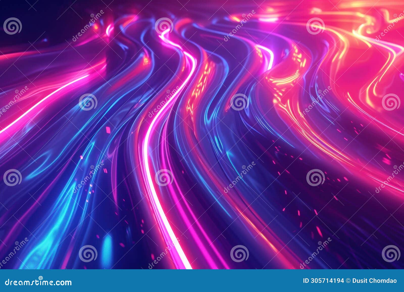 Abstract Neon Curve Trails Loop. Generative AI Stock Photo - Image of ...