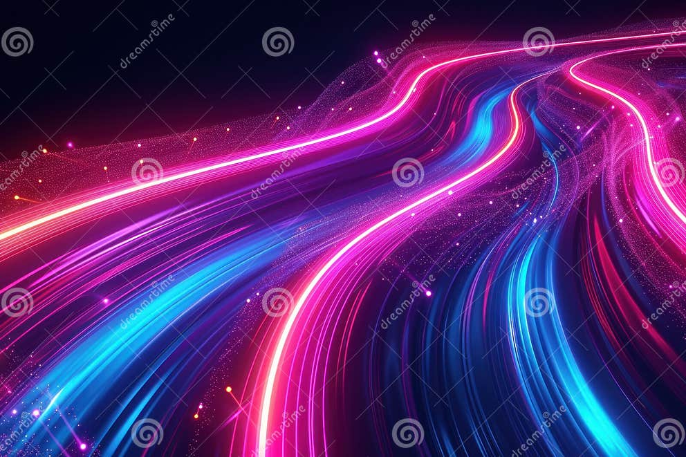 Abstract Neon Curve Trails Loop. Generative AI Stock Image - Image of ...