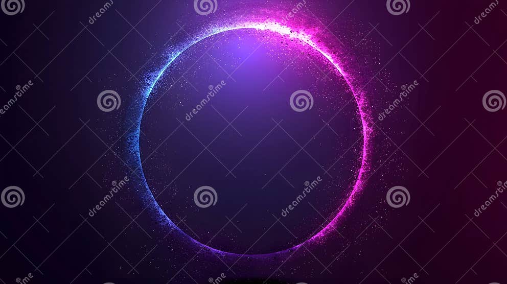 Abstract Neon Energy Sphere of Particles and Waves Glowing, Circle and ...