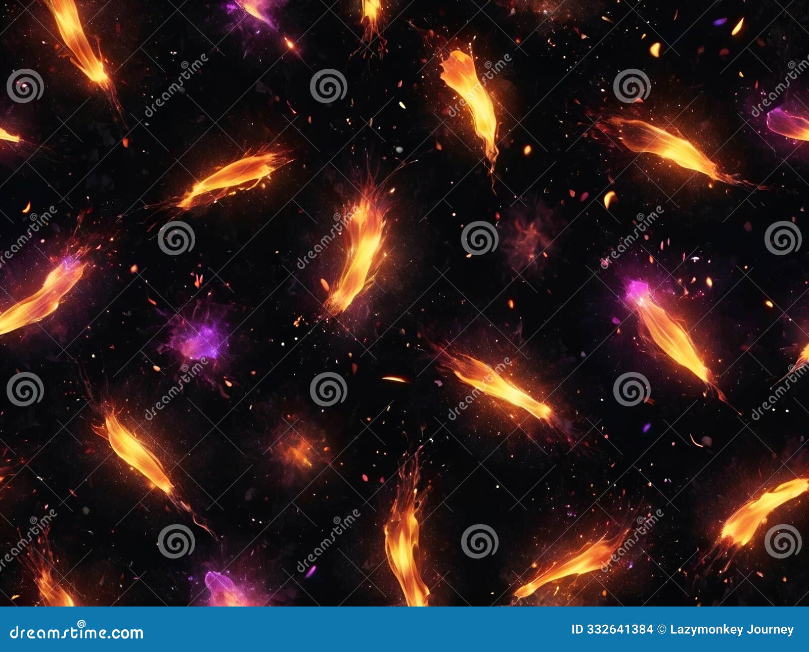 Abstract Neon Fire Ember Particle Over Halloween Black Background Dark ...