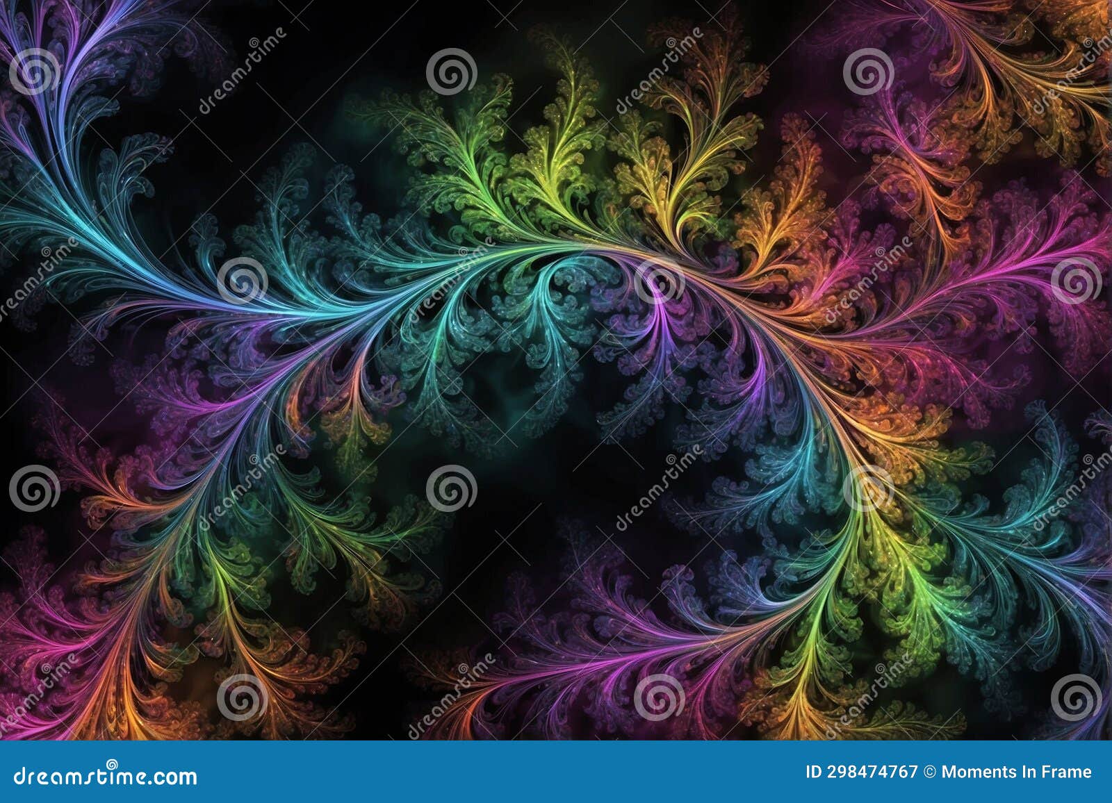 Abstract Neon Fractal Art Background Stock Illustration - Illustration ...