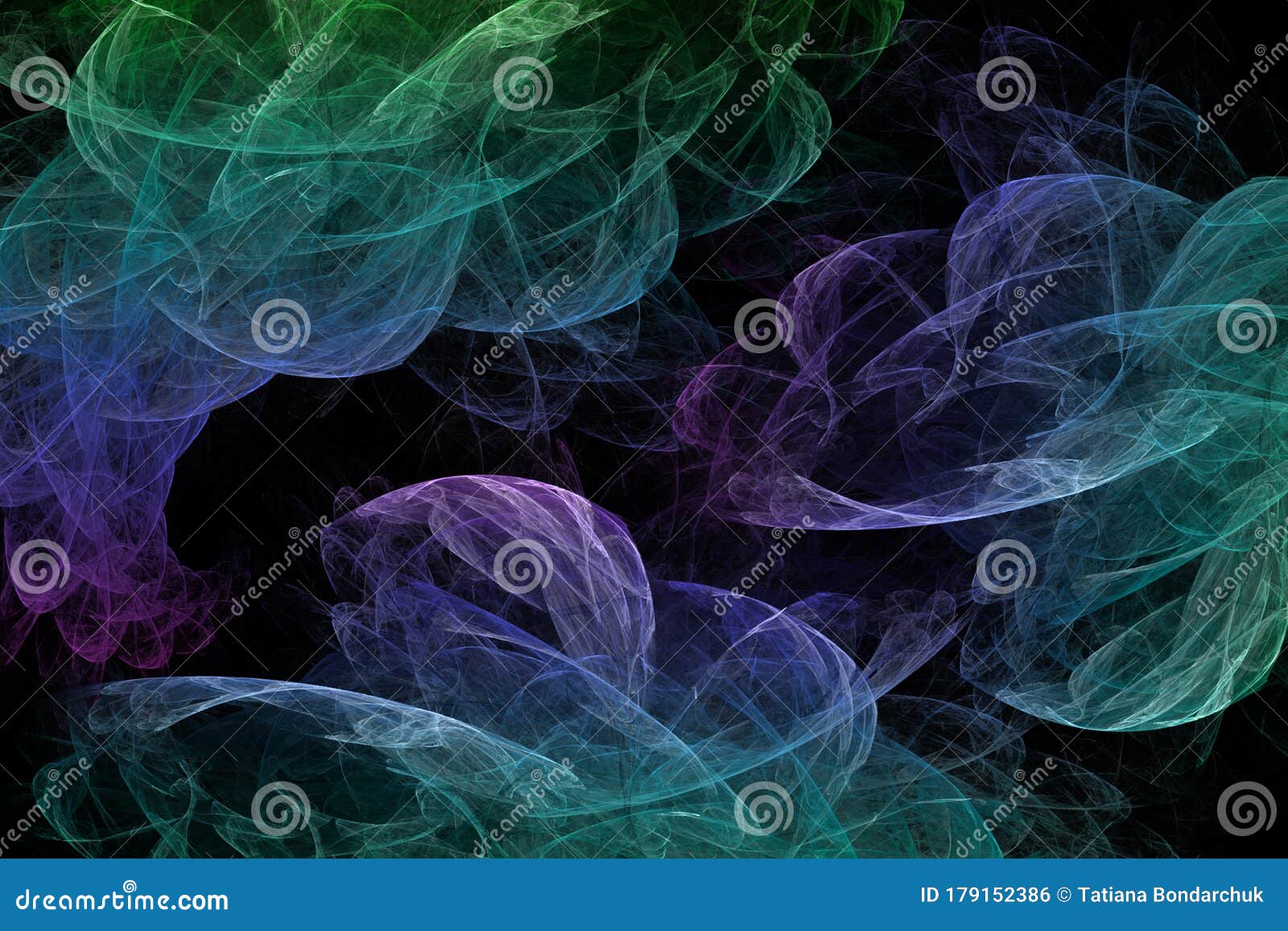 Abstract Neon Fractal Pattern in the Form of Smoke on a Dark Background ...
