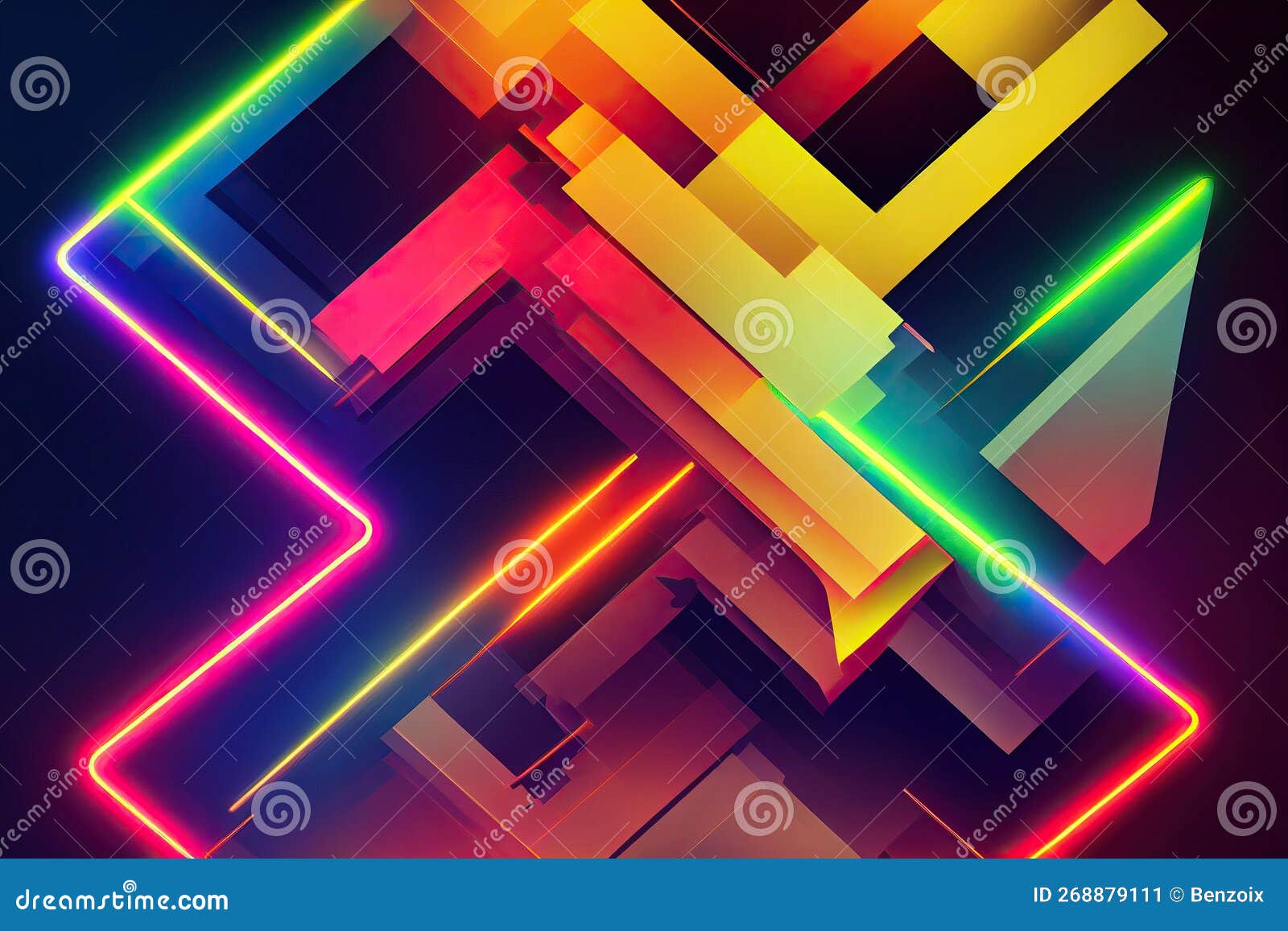 Abstract Neon Geometric Background. Stage Laser Show Illumination Stock ...