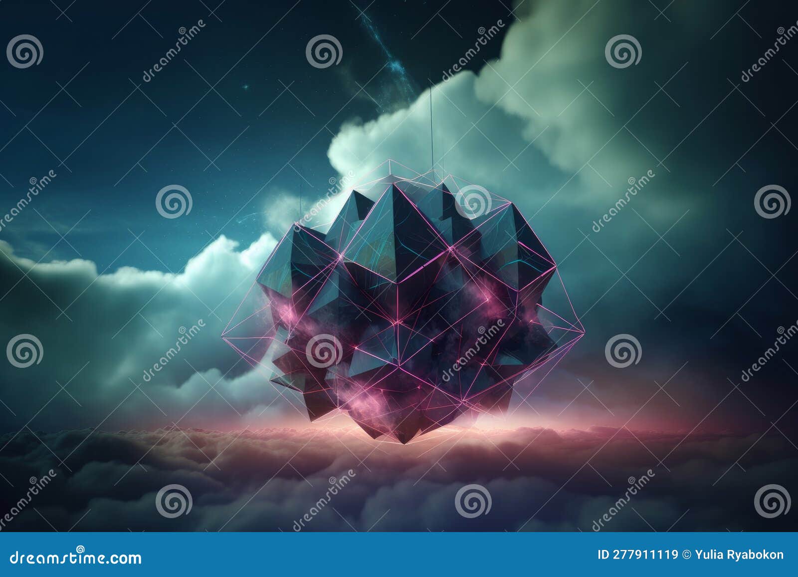 Abstract Neon Geometric Futuristic Cloud. Generate Ai Stock ...