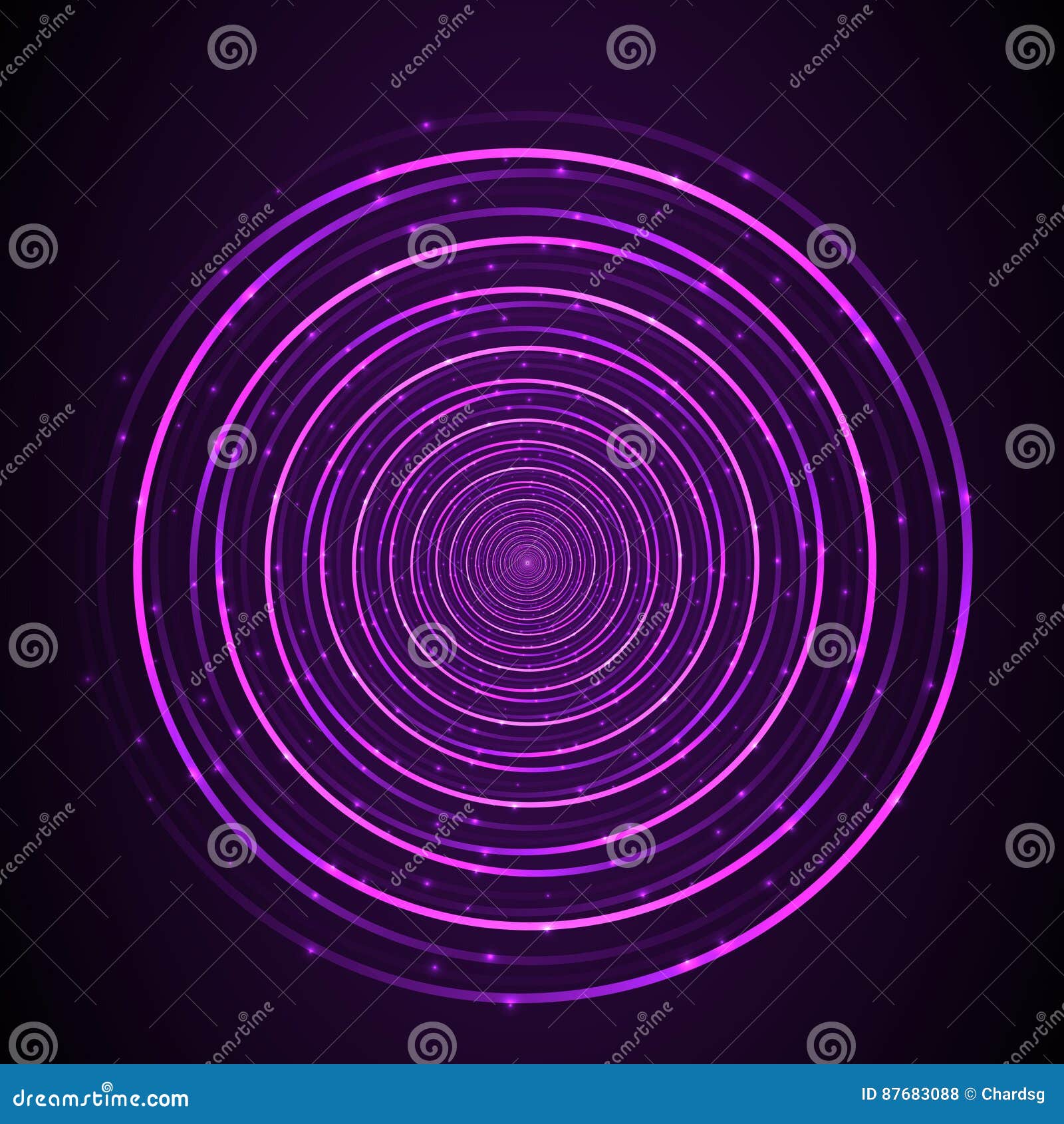 Abstract Neon Glowing Circles on Dark Background. Stock Vector ...