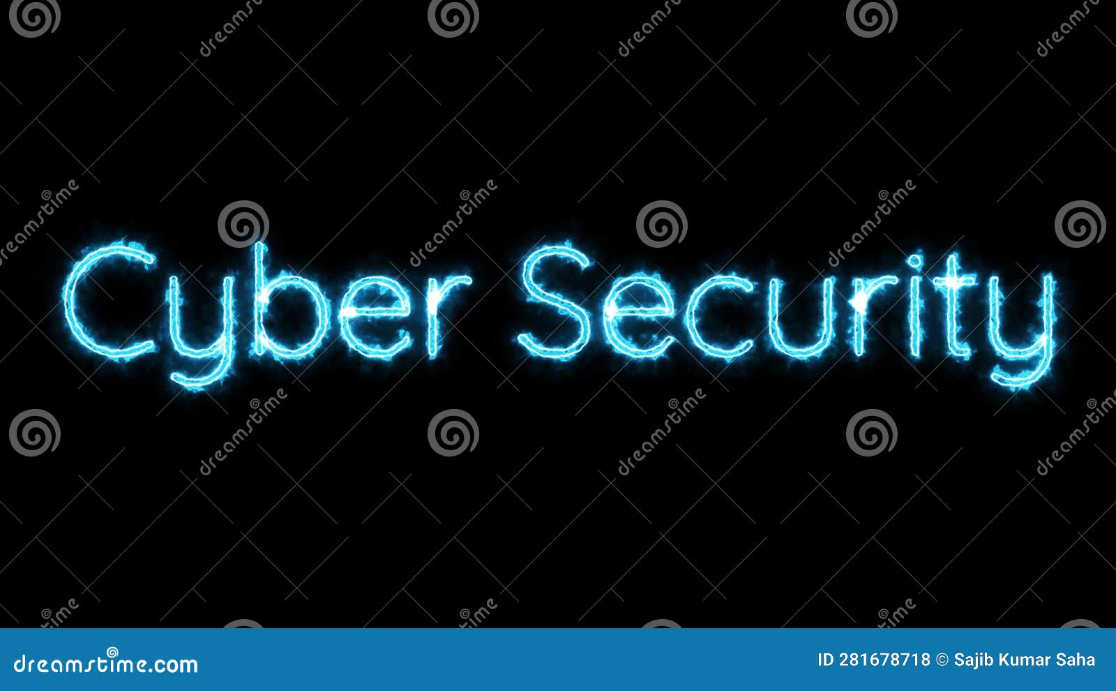 Abstract Neon Glowing Cyber Security Text Icon Illustration Stock ...