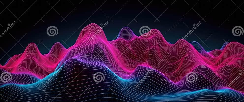 Abstract Neon Grid Wave Background for Web and Print Designs. Stock ...