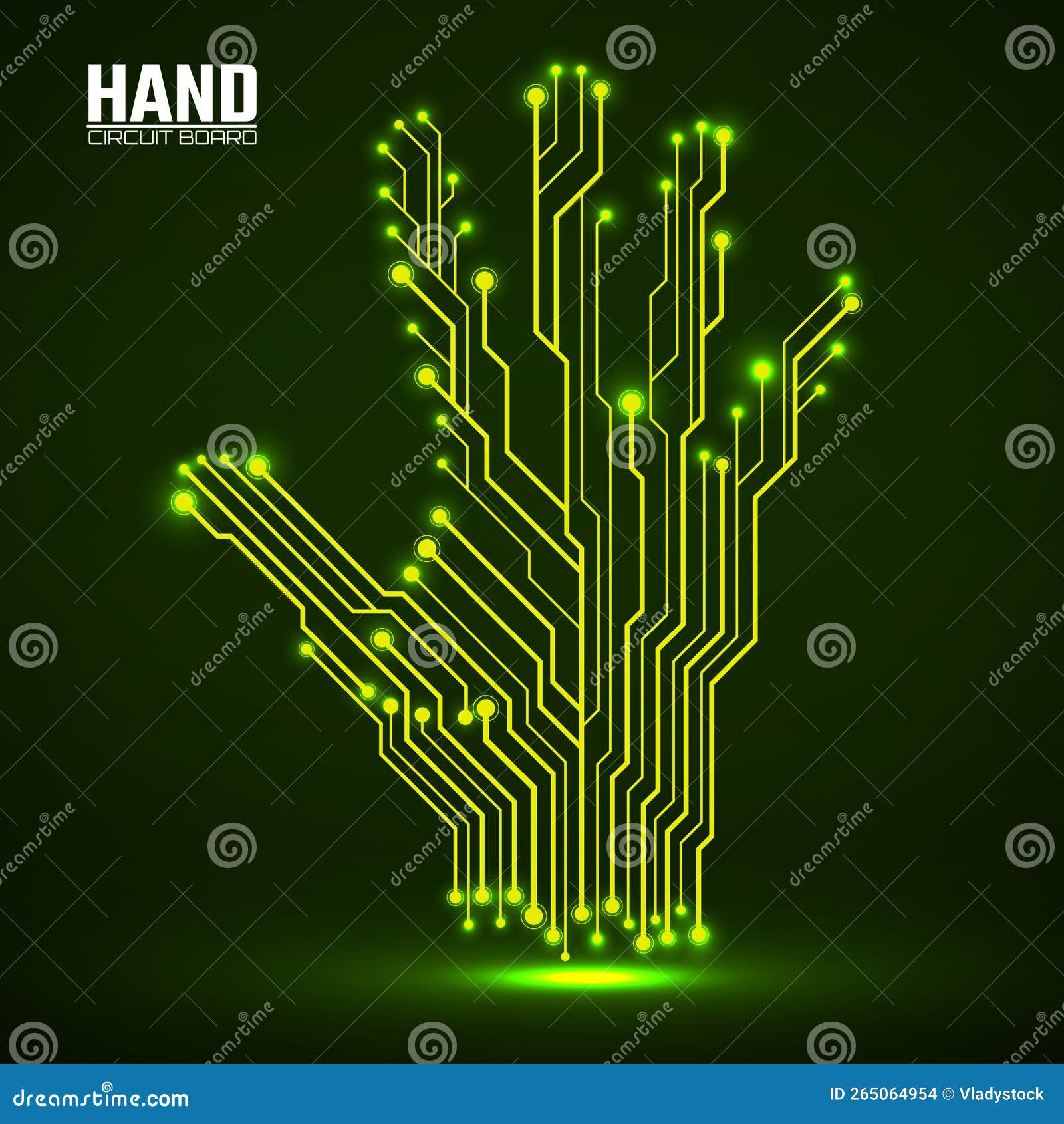 Abstract Neon Hand of Circuit Board, Glowing Technology Concept Stock ...