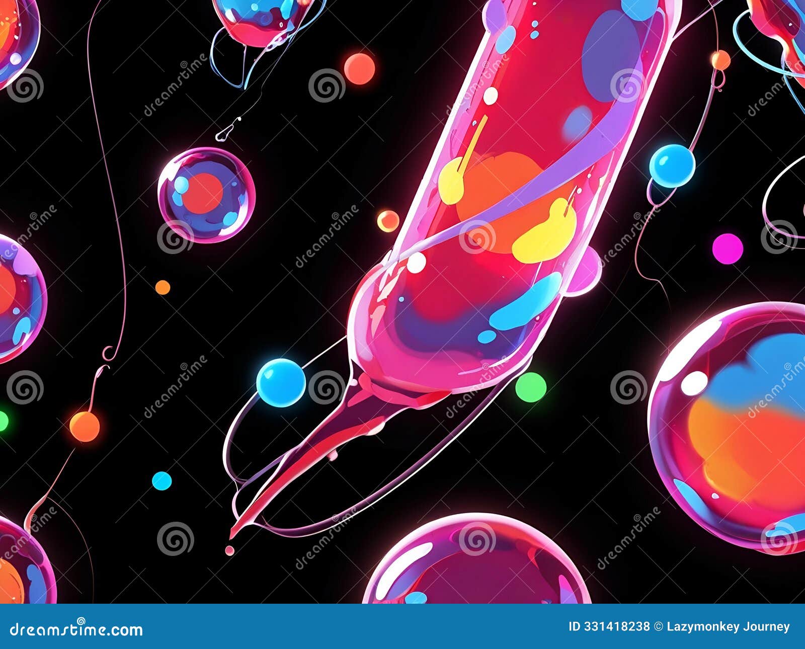 Abstract Neon Holographic Liquid Blobs Colored Bubbles on Black ...