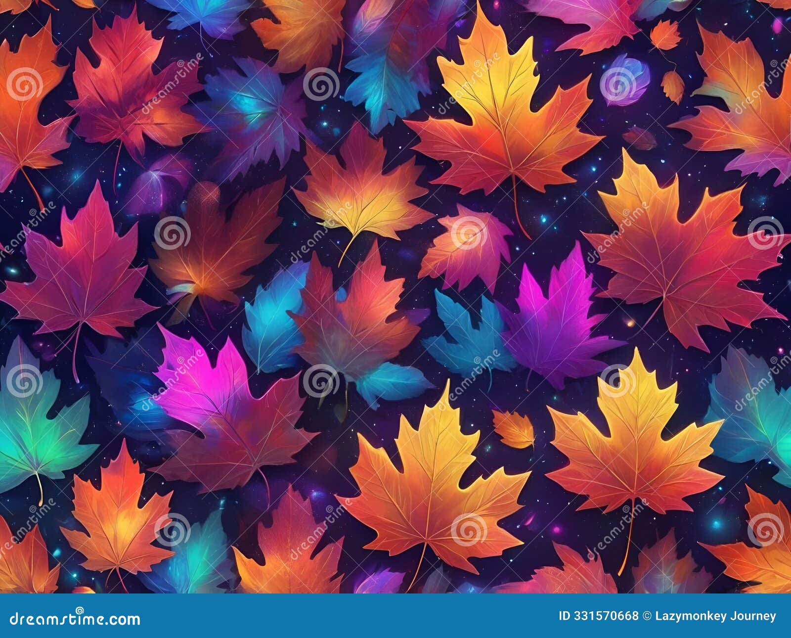 Abstract Neon Holographic Luxurious Autumn Leaf Texture Shimmer Stock ...