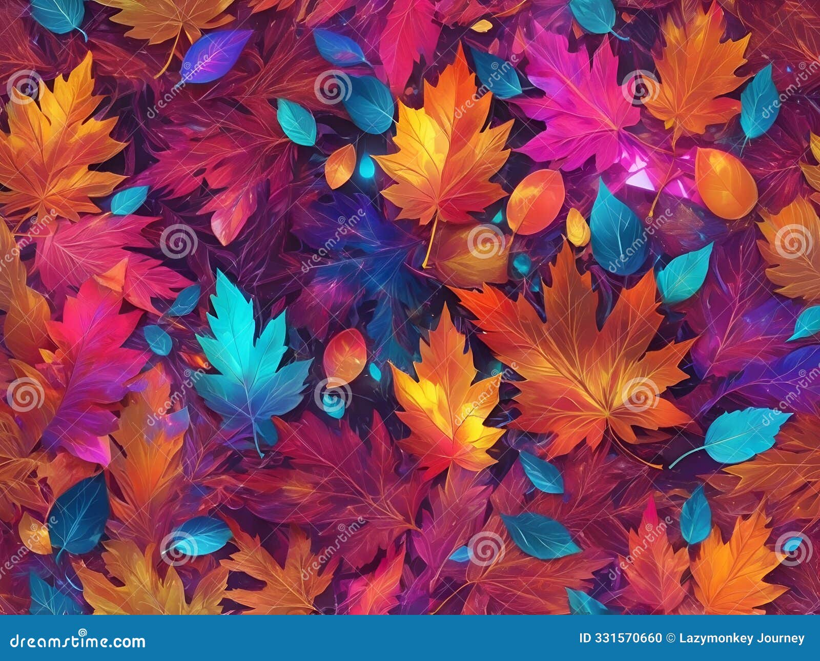 Abstract Neon Holographic Luxurious Autumn Leaf Texture Shimmers Stock ...