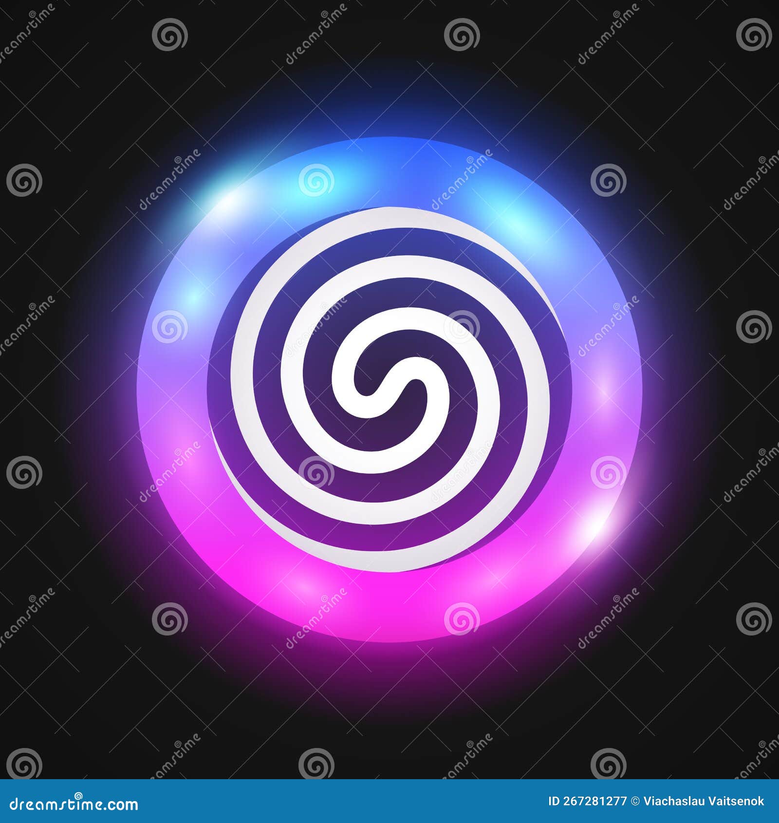 Neon Hypnotic Eye Icon. Glowing Neon Eye Sign With Spiral Iris ...