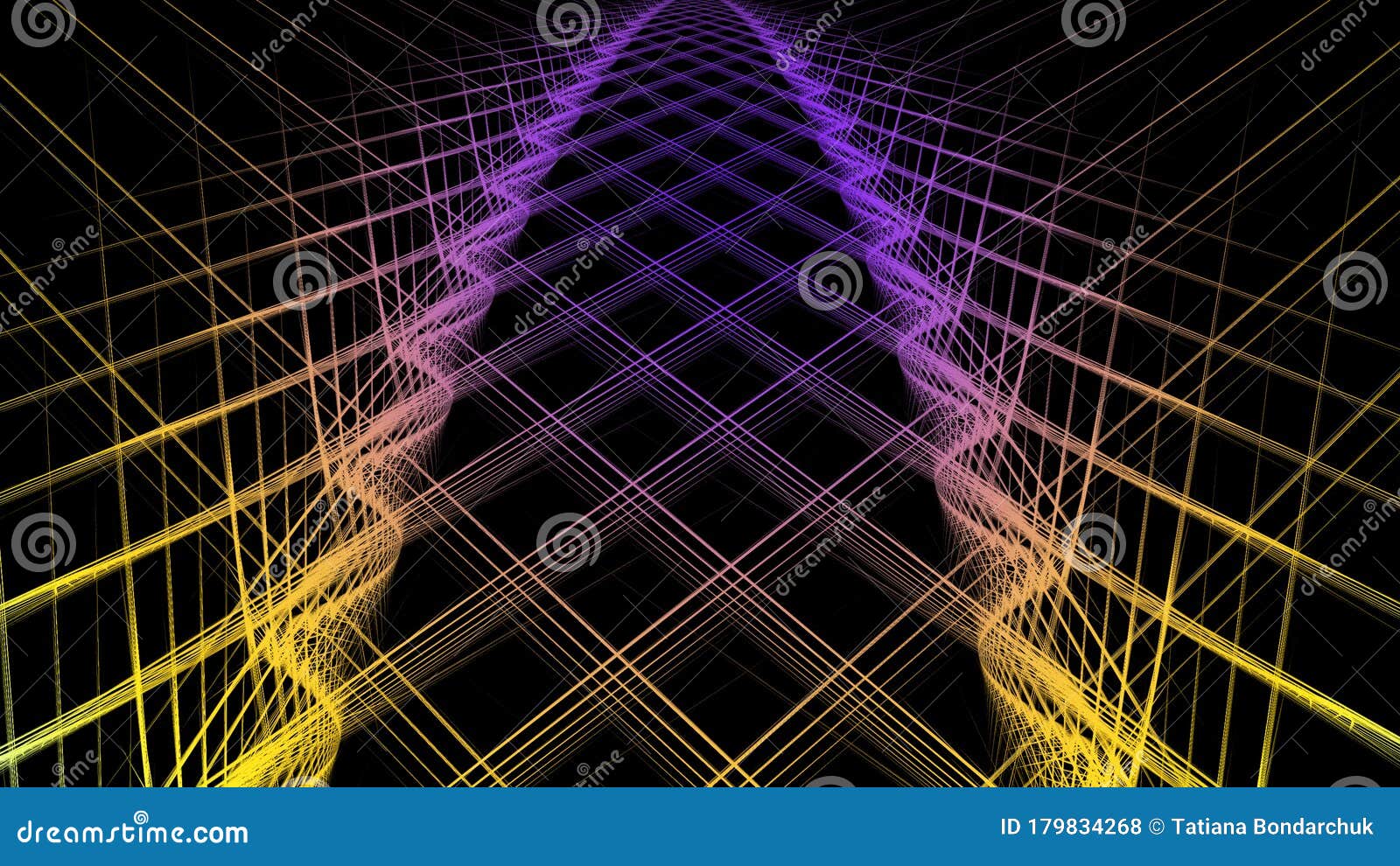 Abstract Neon Illustration in the Form of a Road Stretching into the ...