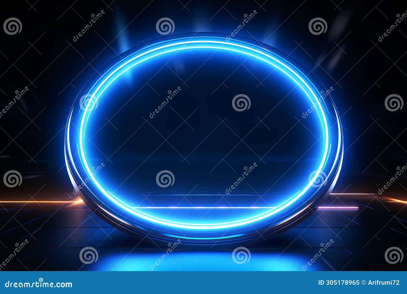 Abstract Neon Light Circle Frame with Futuristic Glowing Light Effect ...