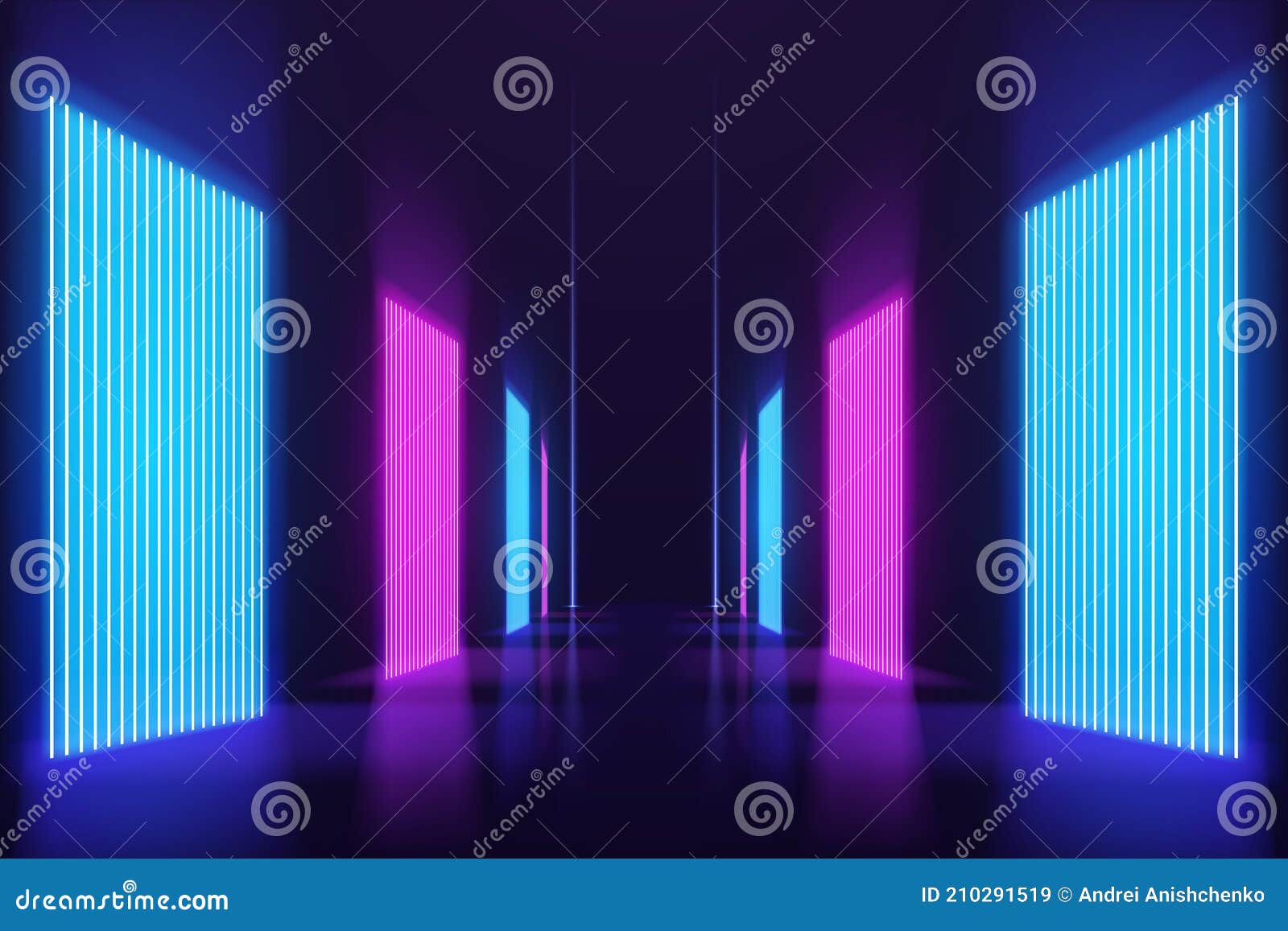Abstract Neon Light Corridor Background Stock Vector - Illustration of ...