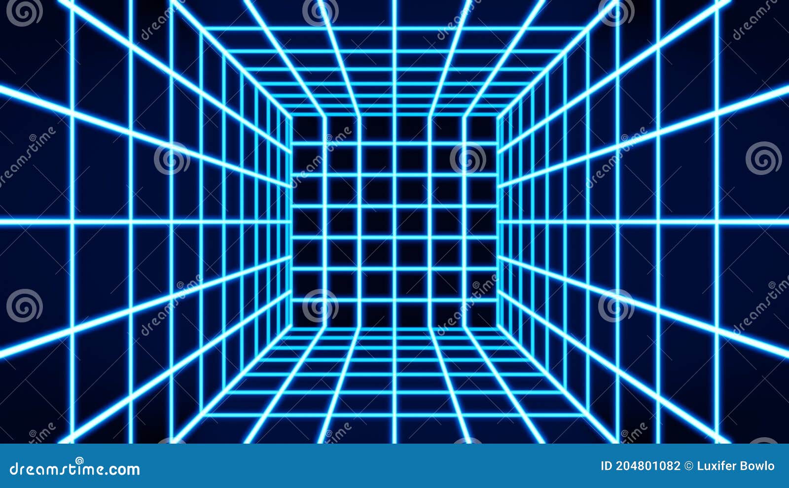 Abstract Neon Light Corridor. Stock Illustration - Illustration of data ...