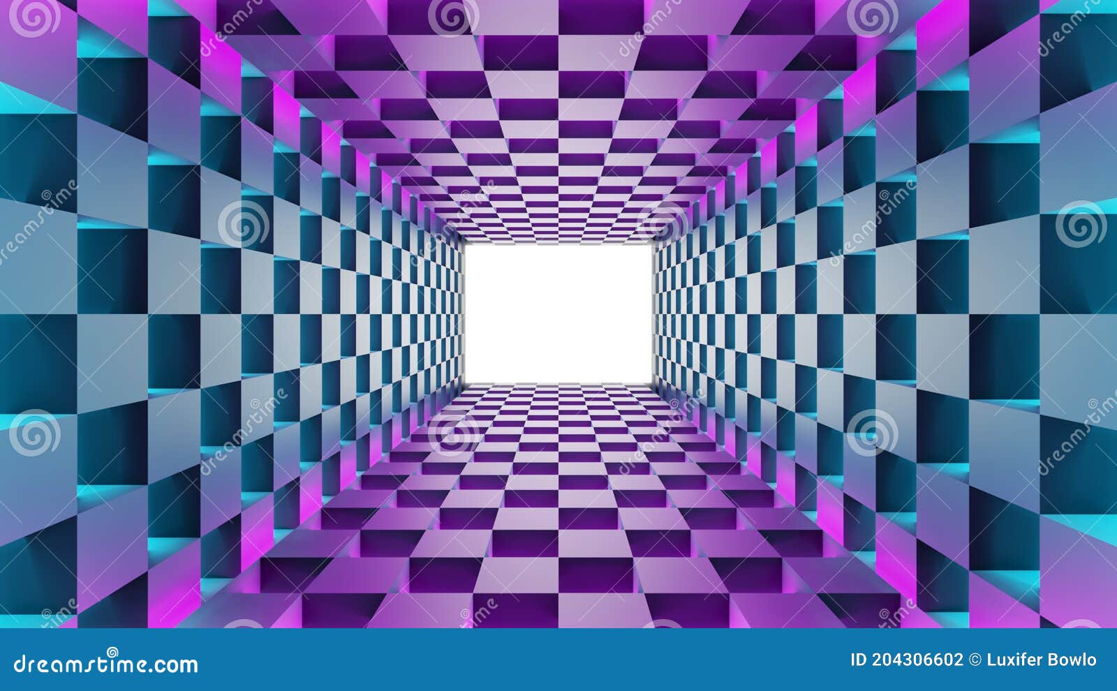 Abstract Neon Light Corridor. Stock Illustration - Illustration of ...